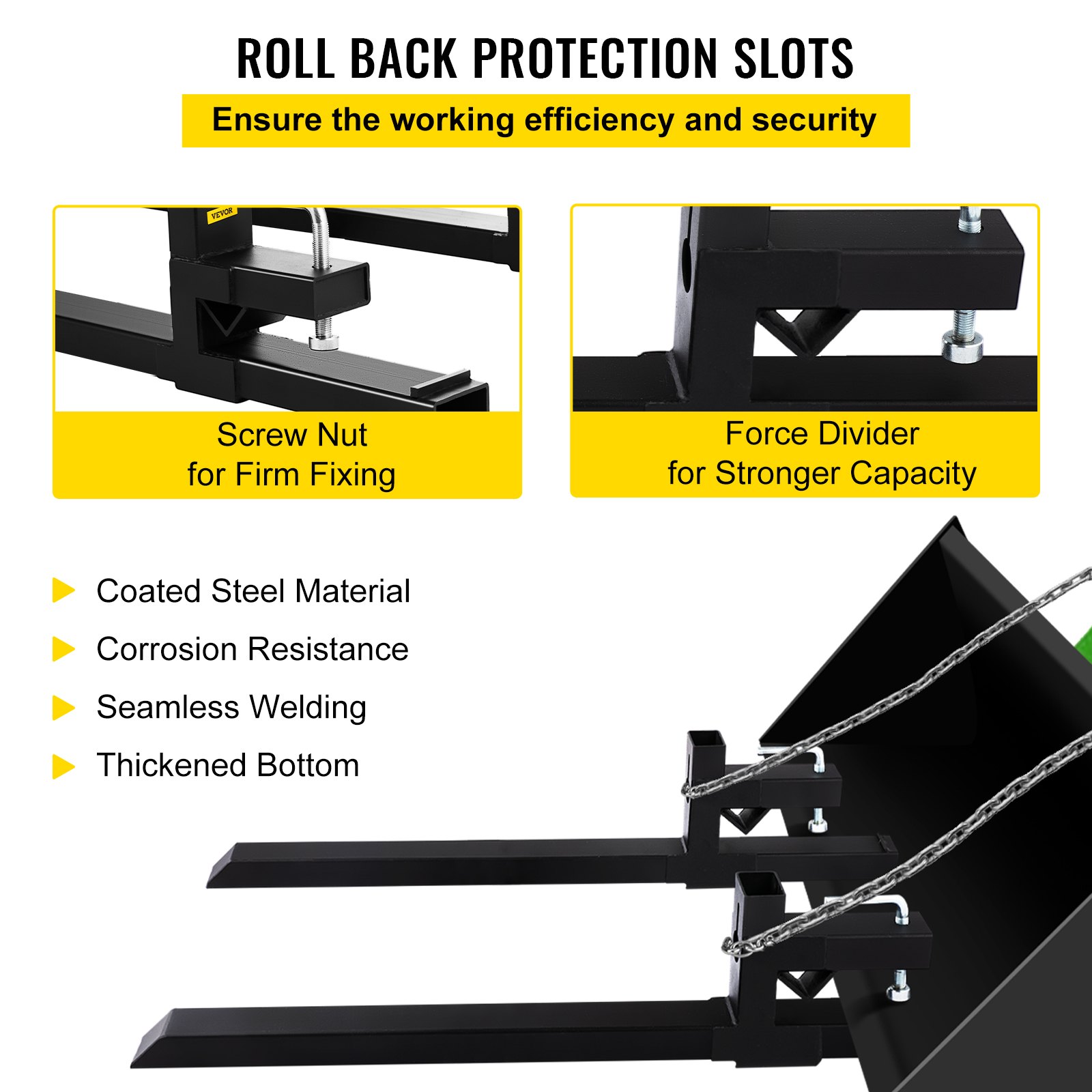 VEVOR Pallet Forks 2000 Lbs Clamp On Tractor Bucket Forks 46.9" Total ...