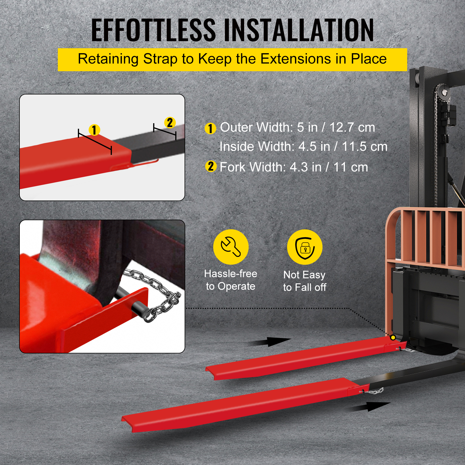 84x4'' Forklift Pallet Fork Extensions Pair Steel Great Lift Truck ...