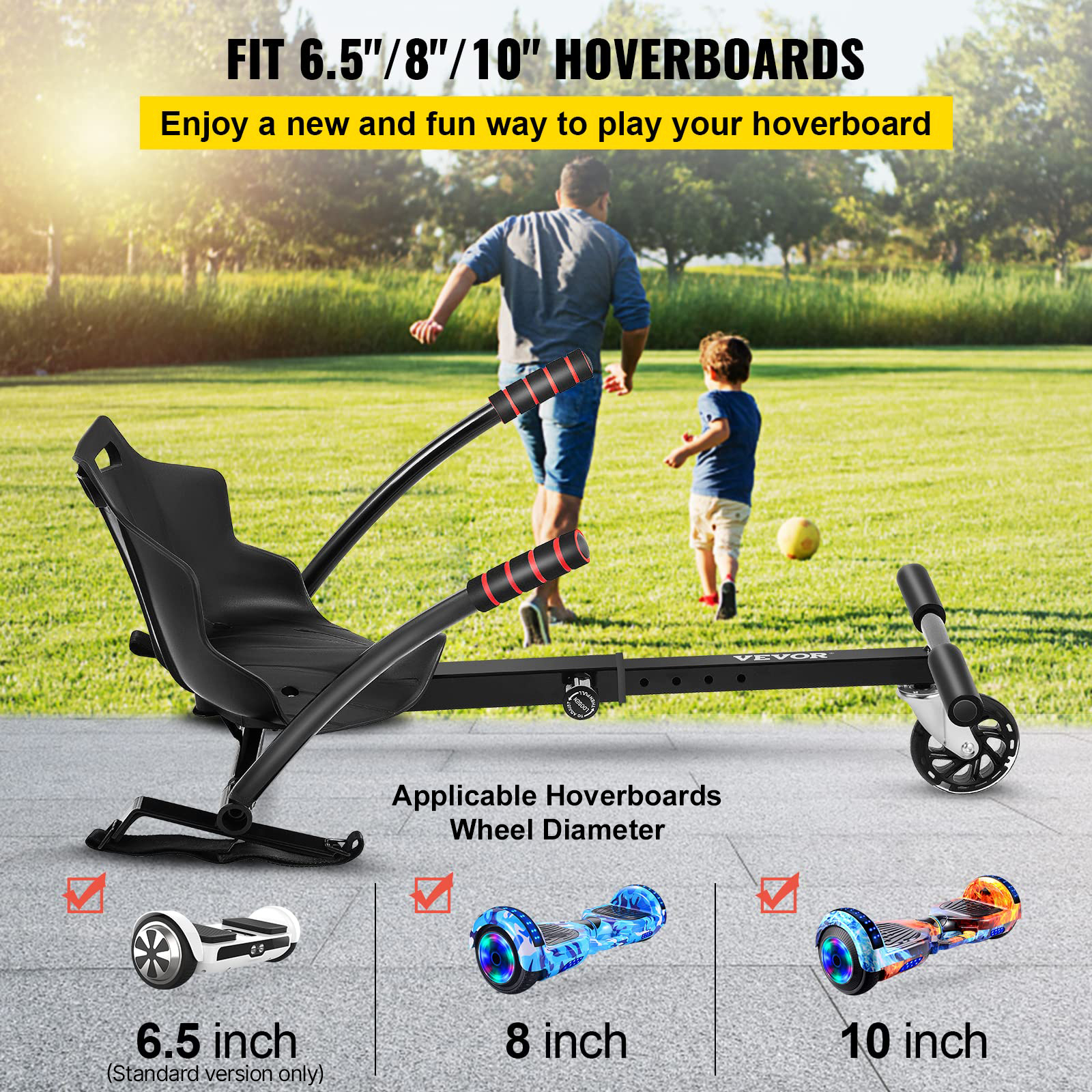VEVOR Adjustable Hover Go Kart Hover Kart Stand Go Kart Seat for 6.5 ...