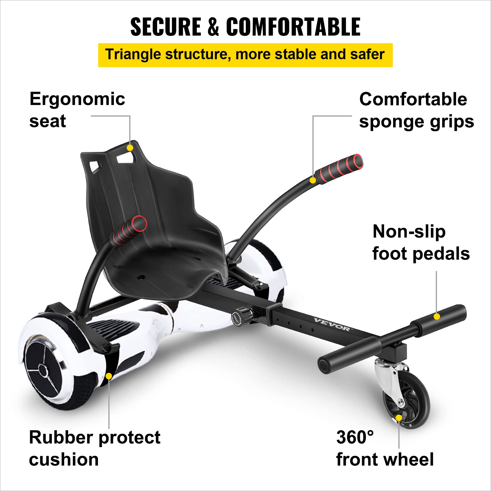 VEVOR Adjustable Hover Go Kart Hover Kart Stand Go Kart Seat for 6.5 ...