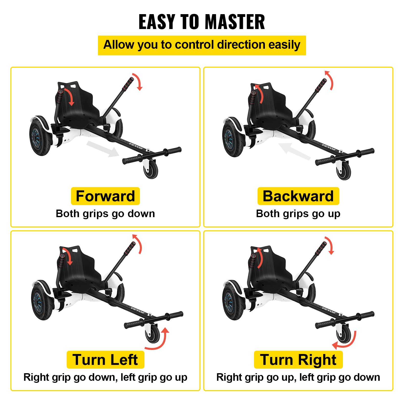 VEVOR Adjustable Hover Go Kart Hover Kart Stand Go Kart Seat for 6.5 ...
