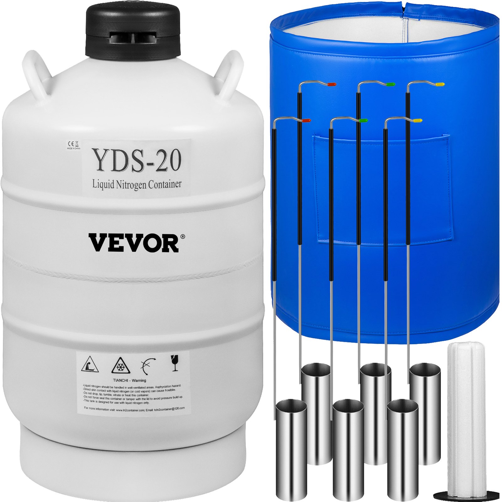 VEVOR 20L behållare för flytande kväve Kryogenbehållare LN2 Tank Dewar ...