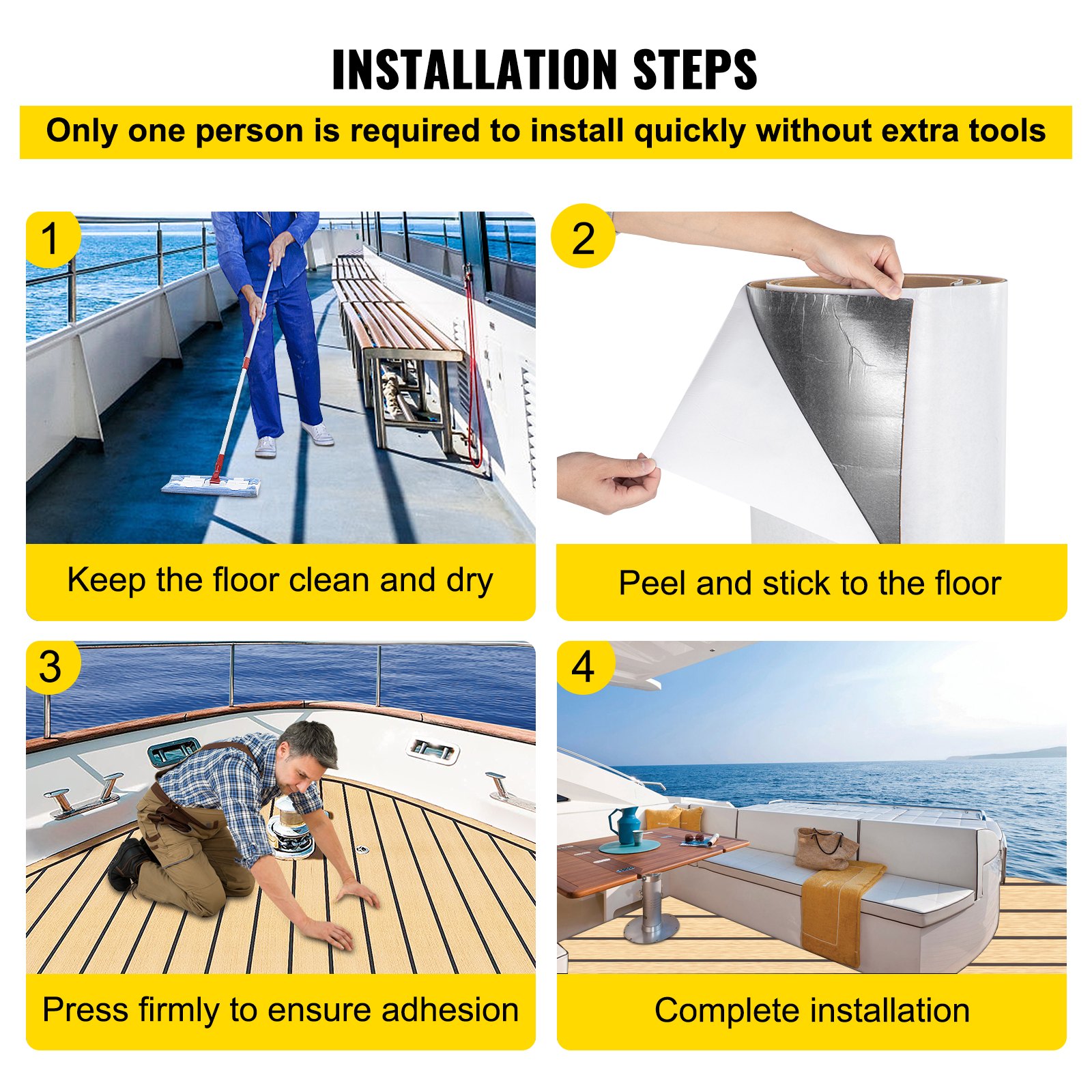 Flooring Synthetic EVA Foam Teak Sheet Boat Decking Self-Adhesive 35" X ...