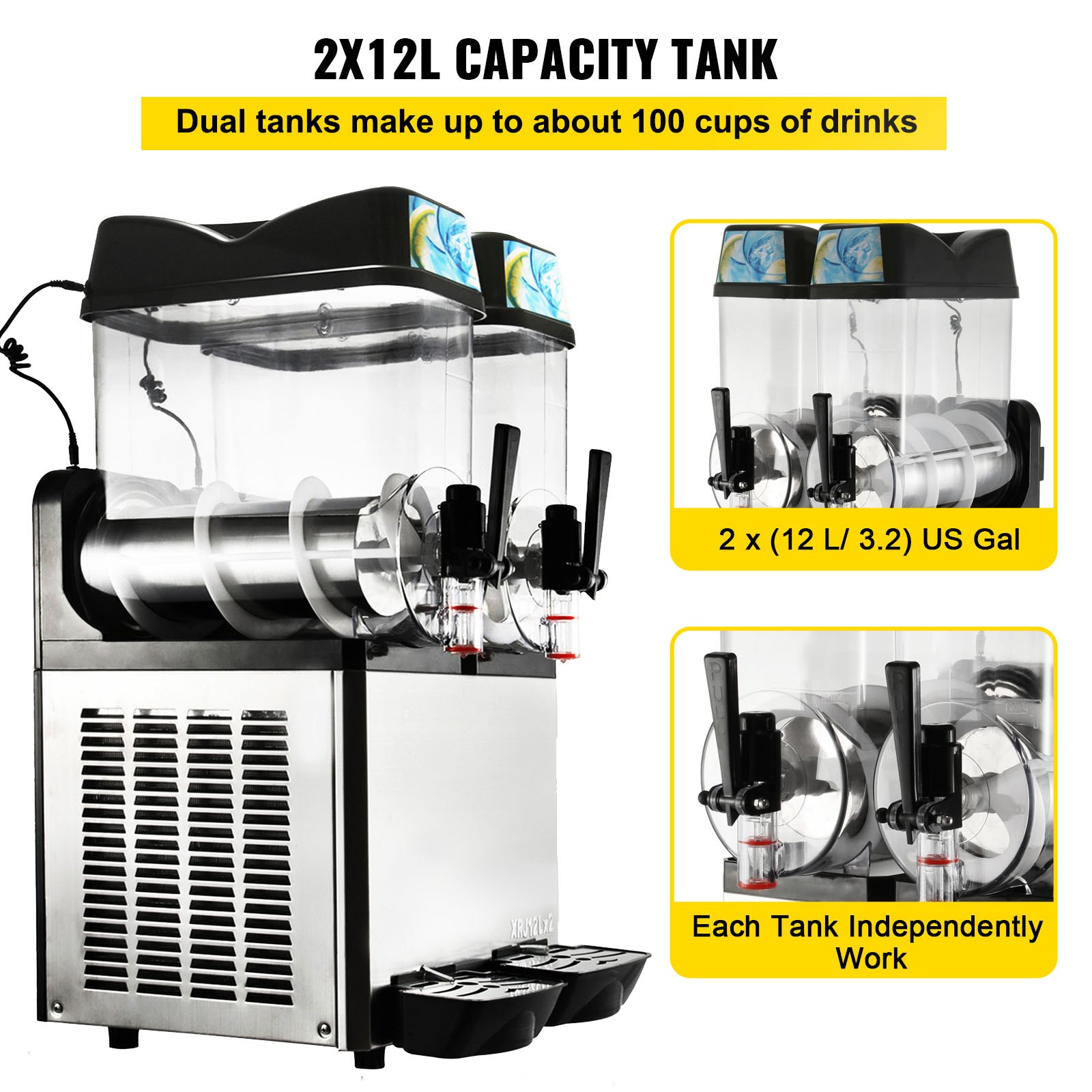 24L Commercial Slushie Machine Granita Slush Maker Slushy Juice | VEVOR US