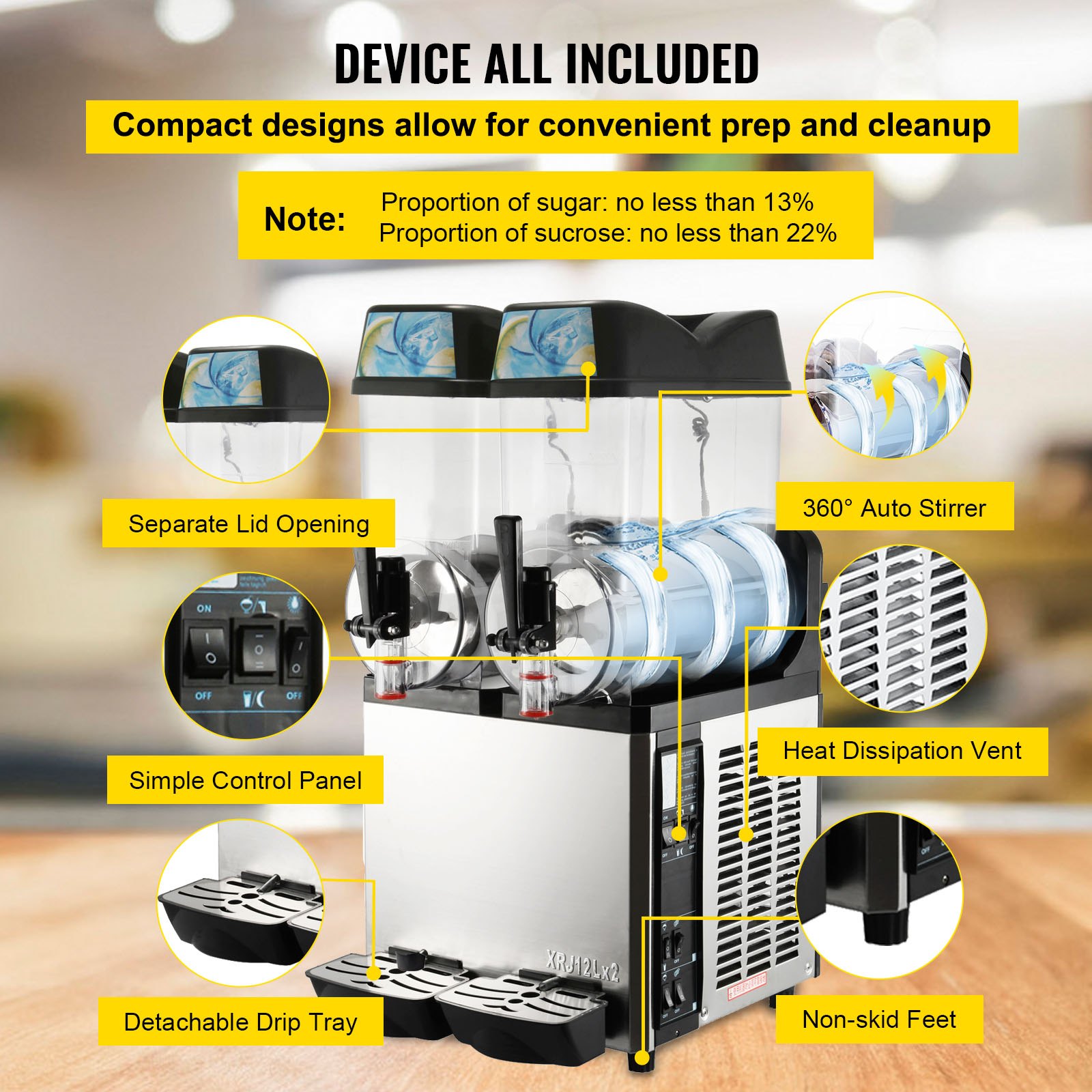 24L Commercial Slushie Machine Granita Slush Maker Slushy Juice | VEVOR US