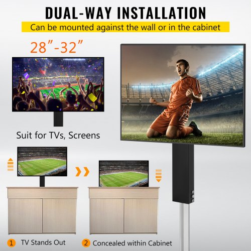 20" Motorized Tv Lift Bracket With Remote Controller For 14-32" Tvs ...