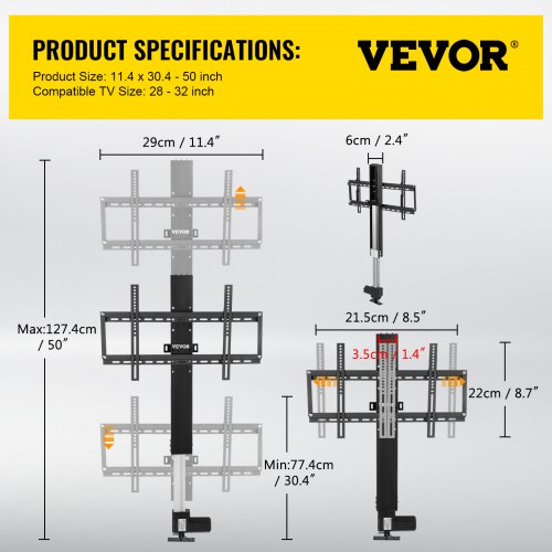 20" Motorized Tv Lift Bracket With Remote Controller For 14-32" Tvs ...