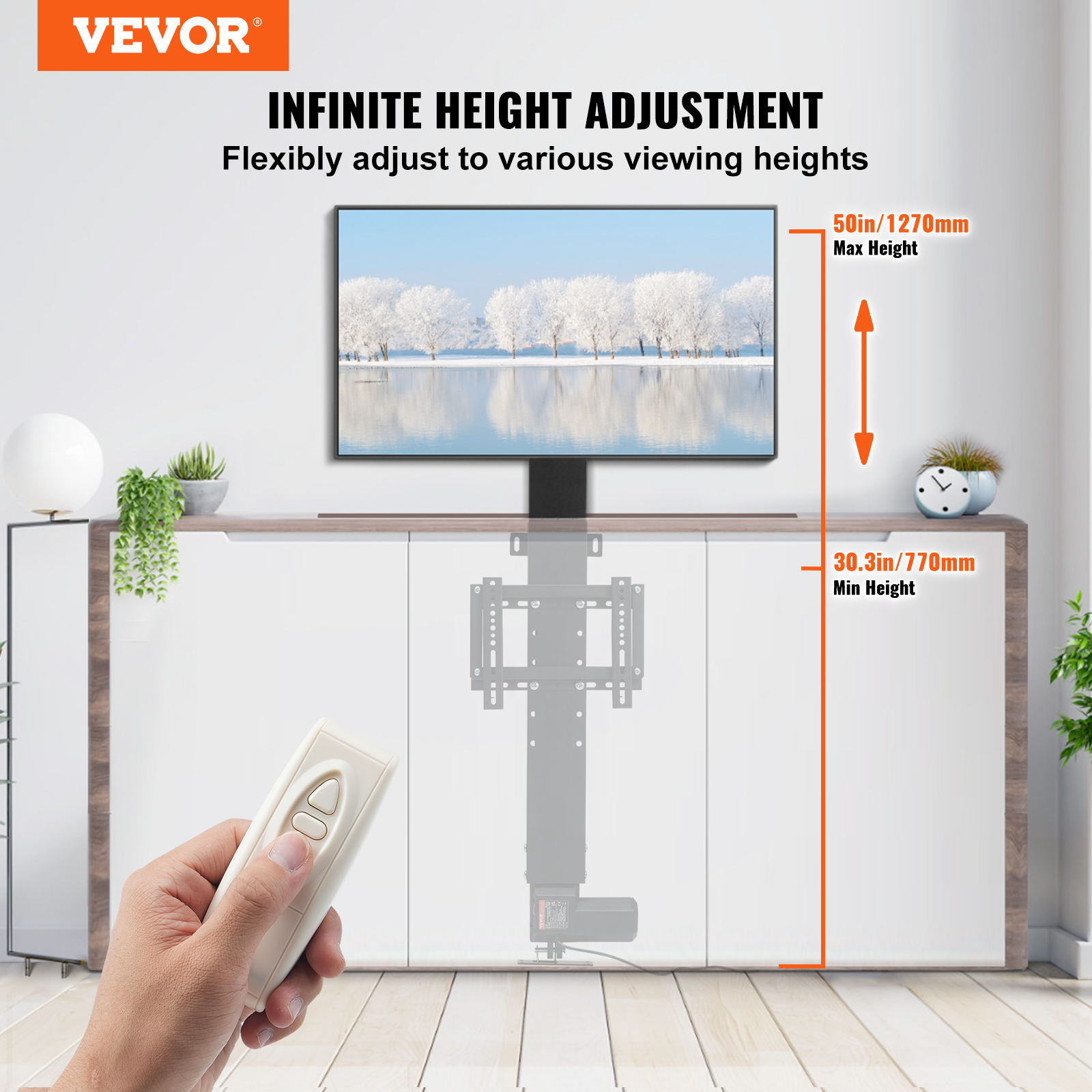 20" Motorized Tv Lift Bracket With Remote Controller For 14-32" Tvs ...
