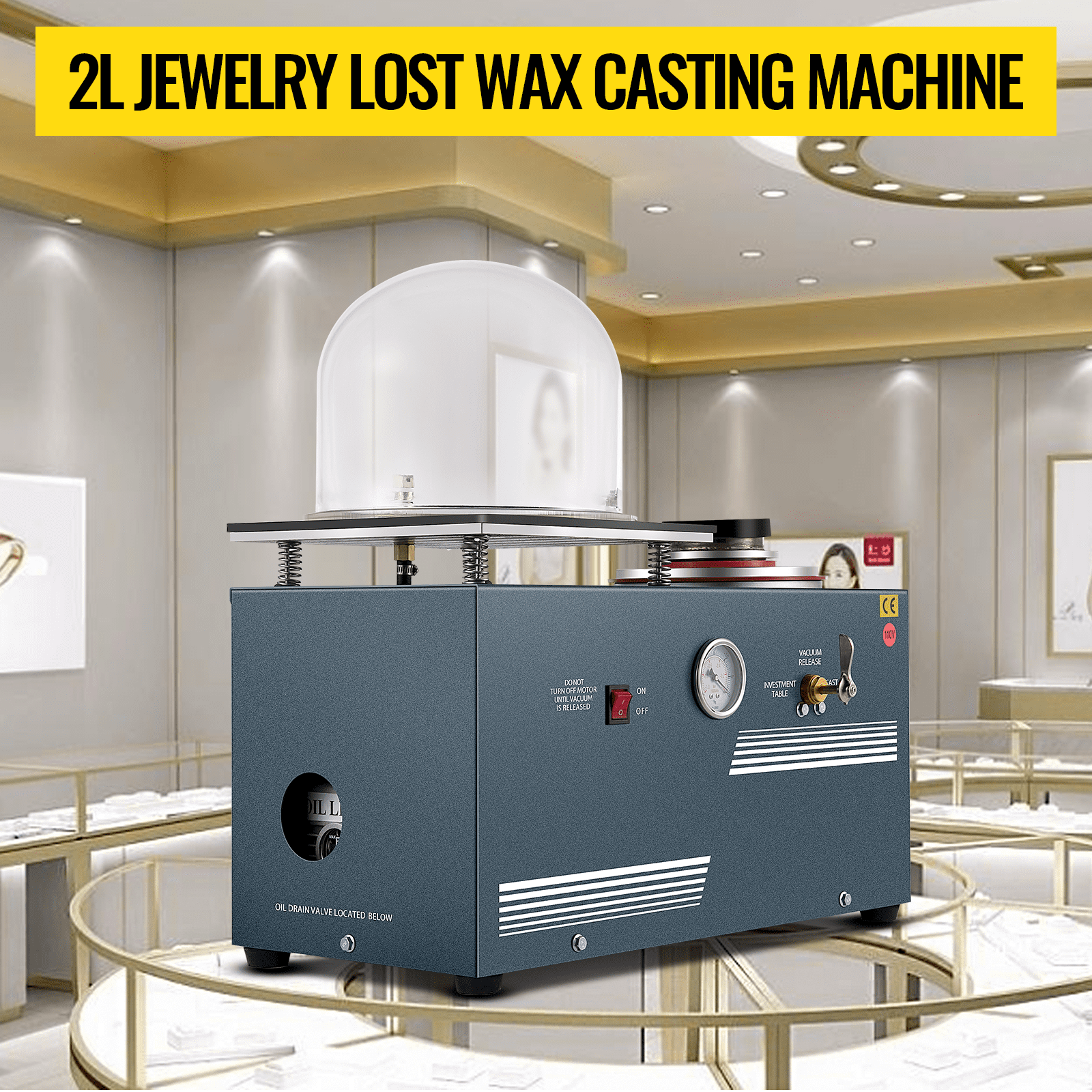 VEVOR Vacuum Investing Casting 2L Vacuum Casting Machine with 3 CFM ...