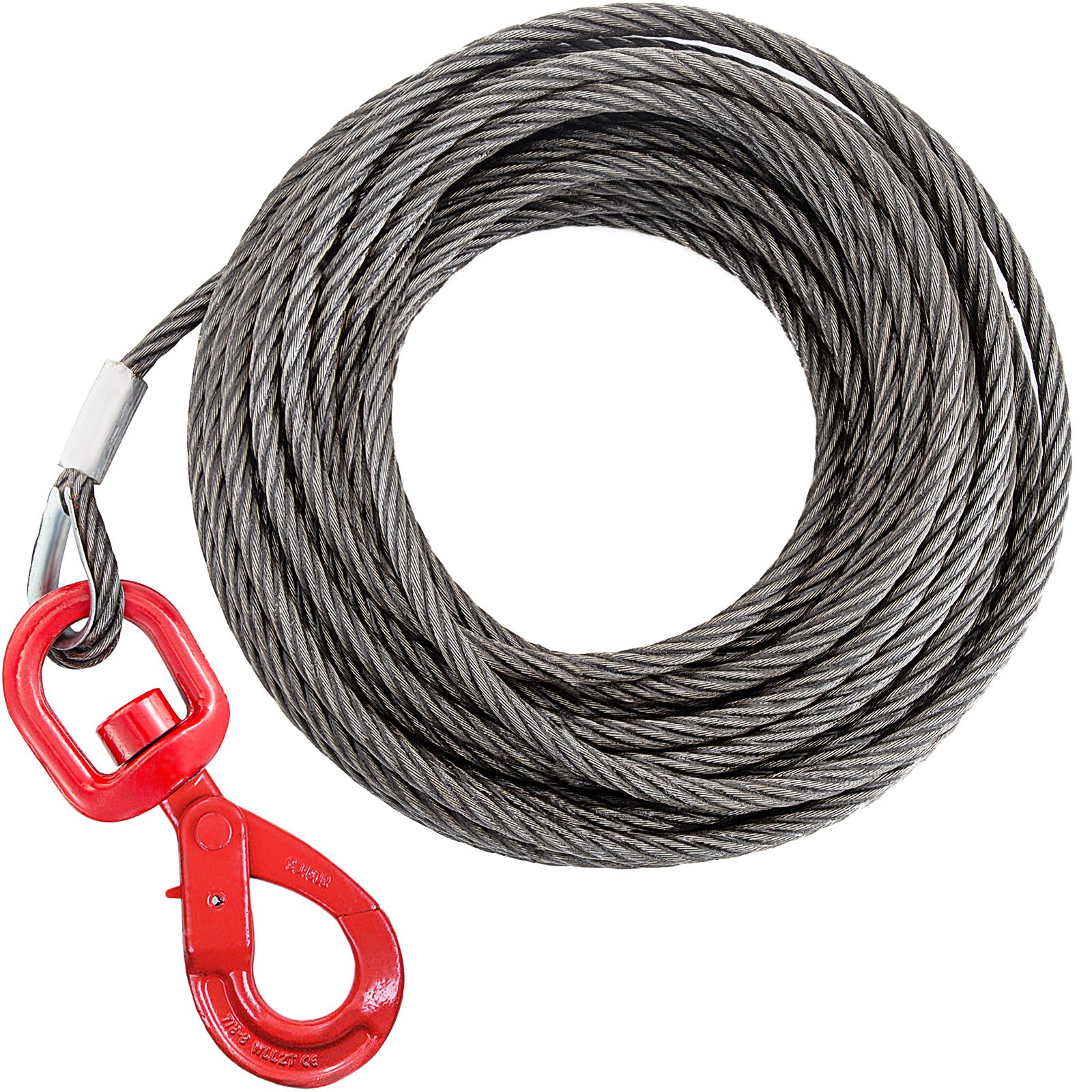 Fiber Core Winch Cable 3/8 X 75 Self Locking Swivel Hook Tow Truck ...