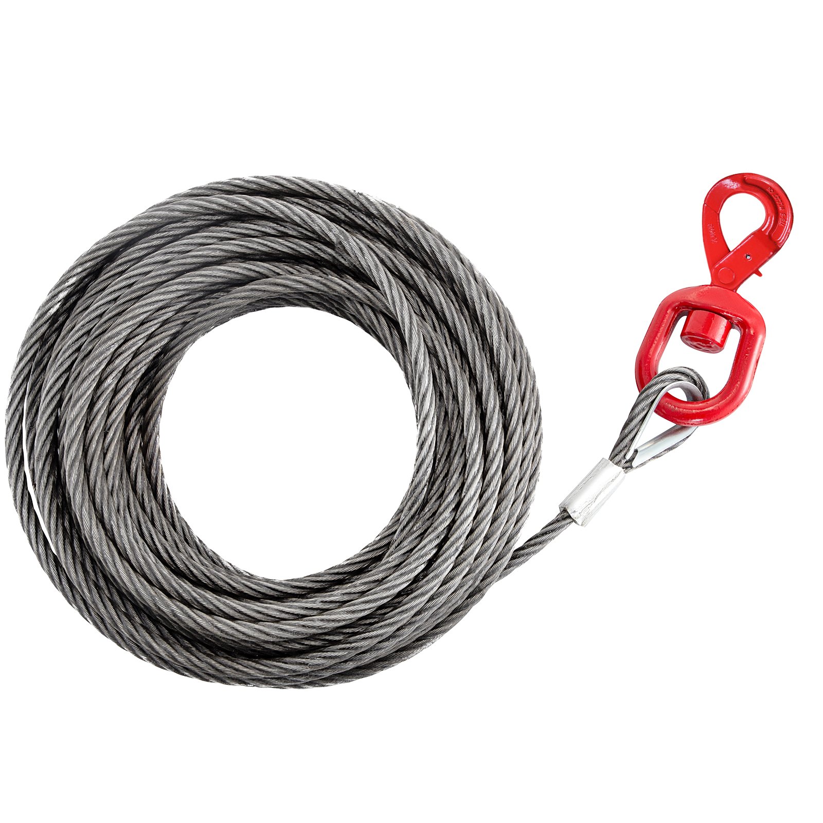 VEVOR Galvanized Steel Winch Cable, 3/8" x 75' - Wire Rope with Hook ...