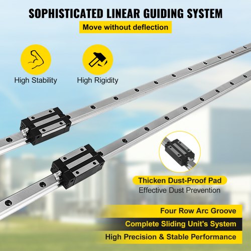 VEVOR Linear Rail HGH20-1500mm 2 Linear Slide Guide with 4 Bearing ...
