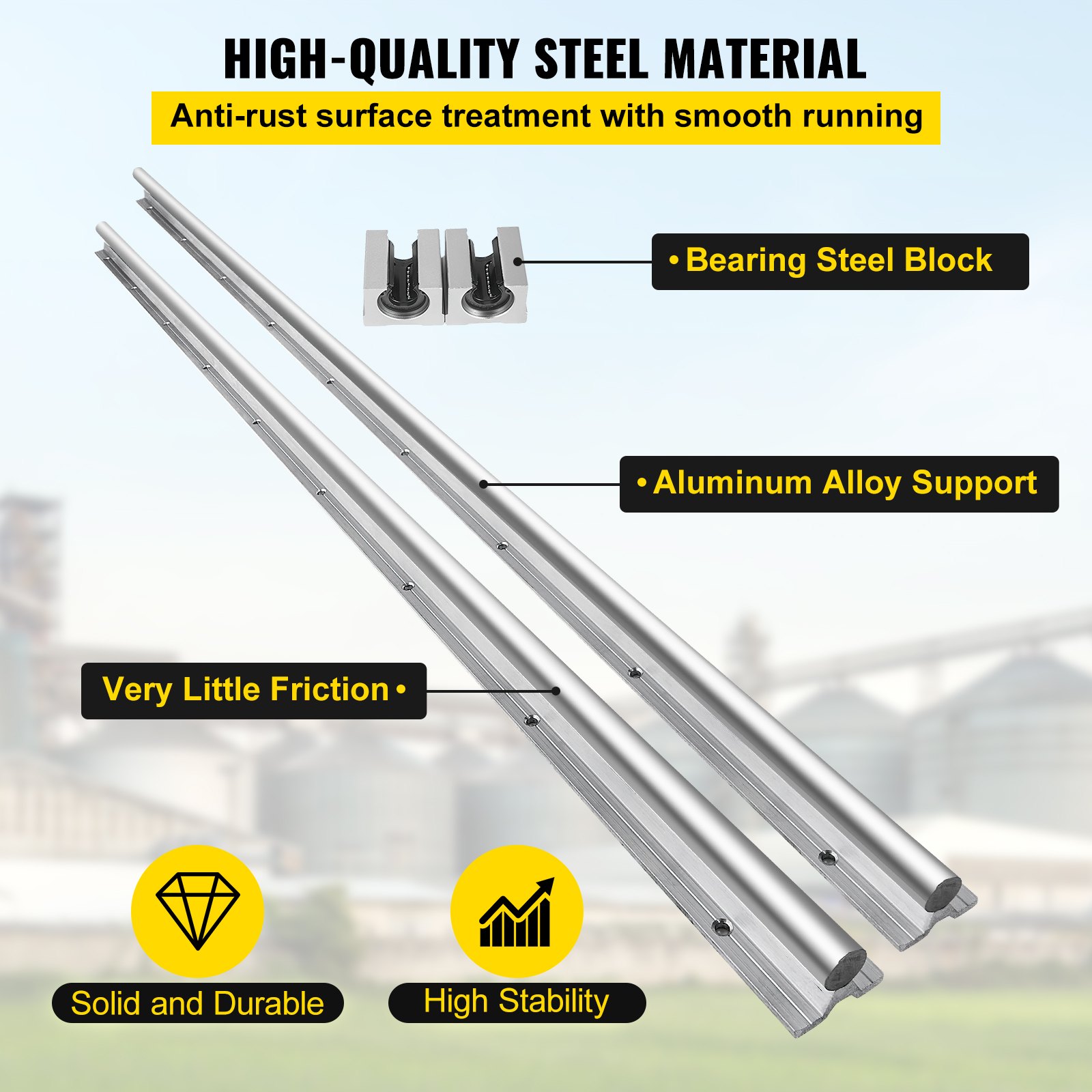 VEVOR Linear Rail SBR20-1500mm 2 Linear Slide Guide with 4 SBR20UU ...