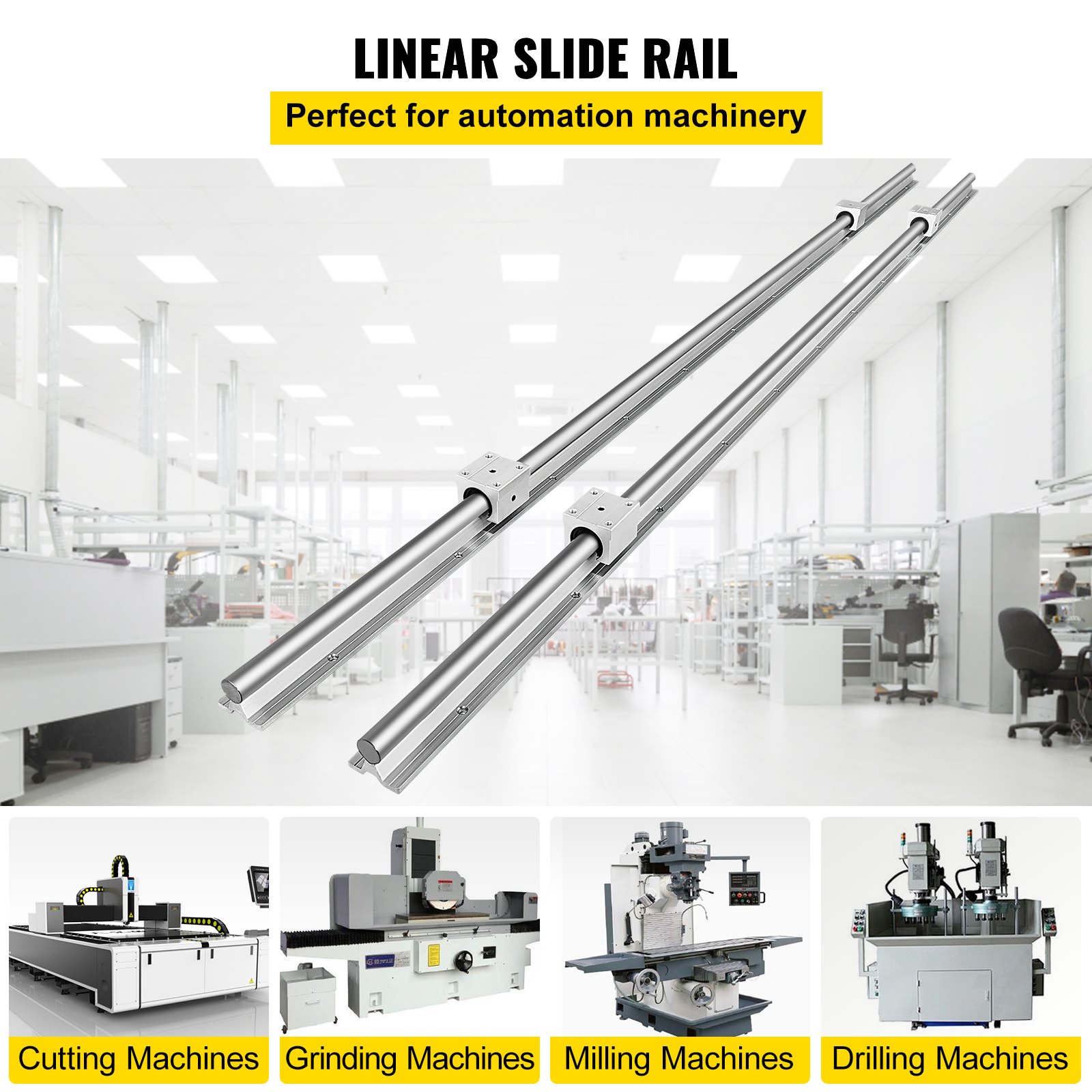VEVOR VEVOR Linear Rail Guide 2X SBR20-1800mm Linear Guideway Rail + 4 ...
