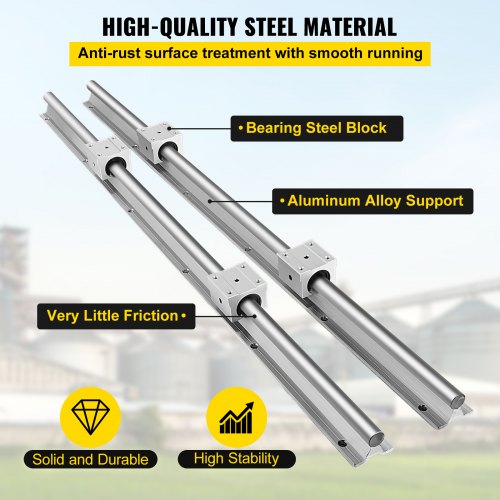 VEVOR Linear Rail SBR20-800mm 2 Linear Slide Guide with 4 SBR20UU ...
