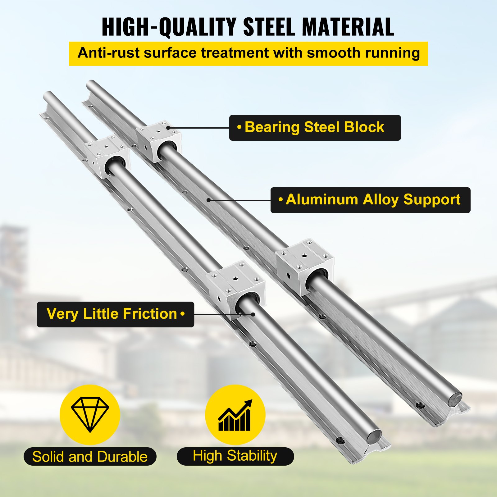 VEVOR Linear Rail SBR25-1200mm 2 Linear Slide Guide with 4 SBR25UU ...