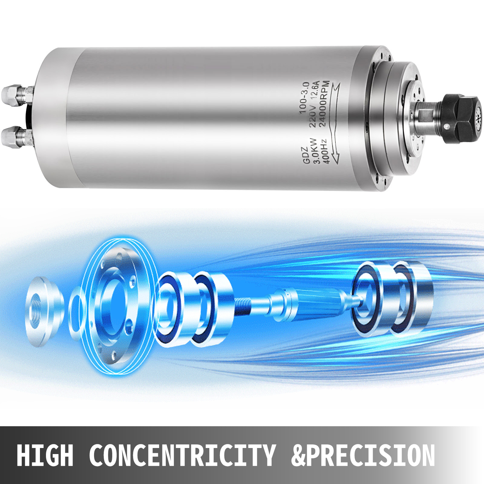 VEVOR CNC Spindle Motor, 3KW CNC Spindle Kits, ER20 Water Cooled ...