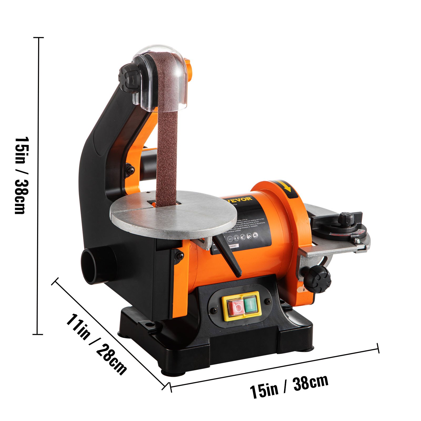 VEVOR 1" x 5" 250W Carpenter Belt Disc Sanding Wood Metal Bench Sander ...