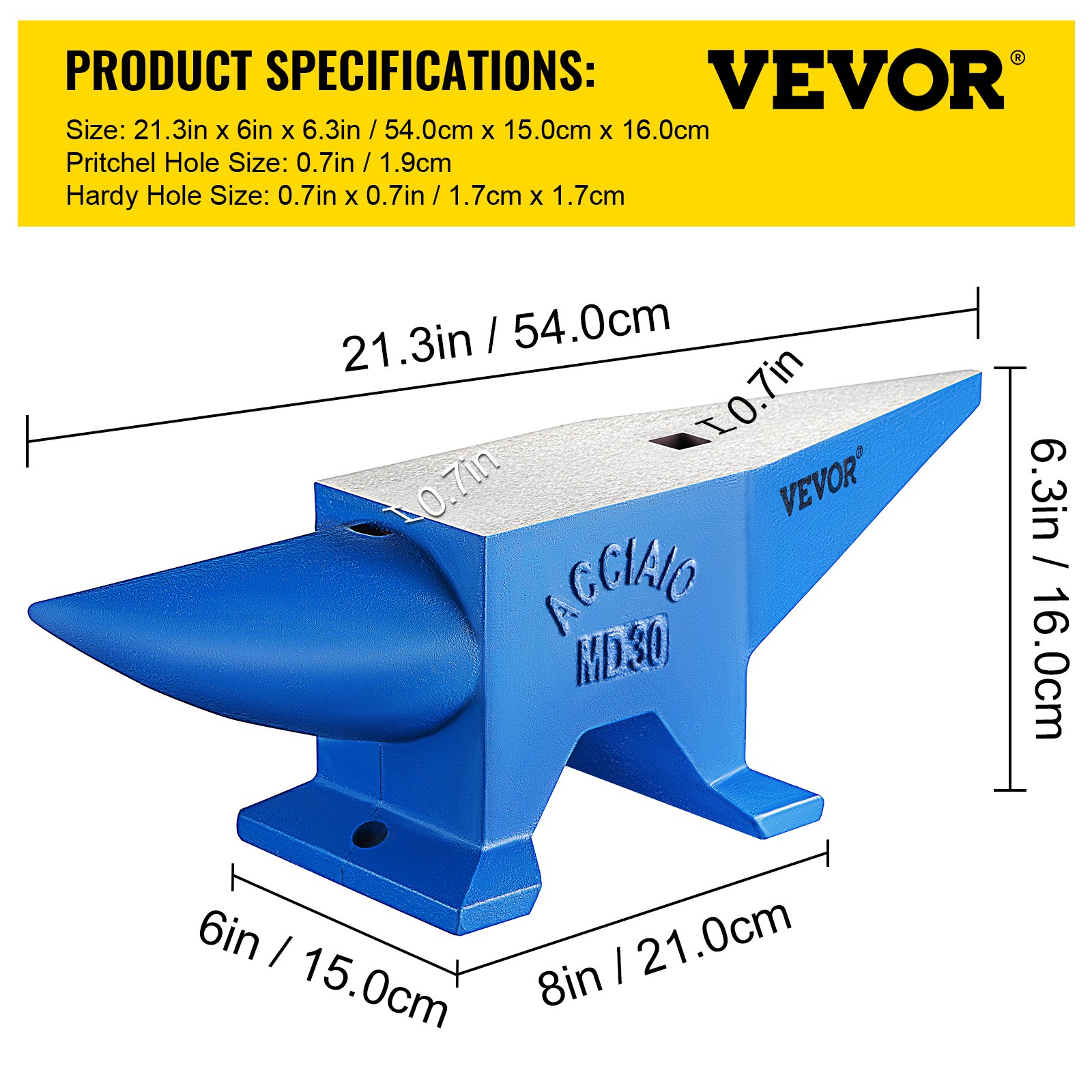 VEVOR Single Horn Anvil 66Lbs Cast Steel Anvil Blacksmith for Sale ...