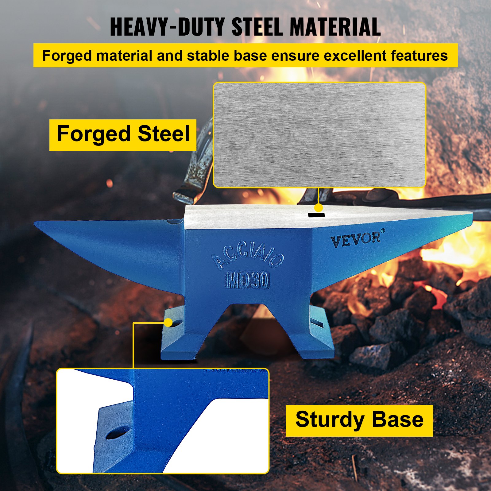 Round Horn 66 Lb Blacksmith Cast Steel Anvil Rugged Metal Work Heavy ...