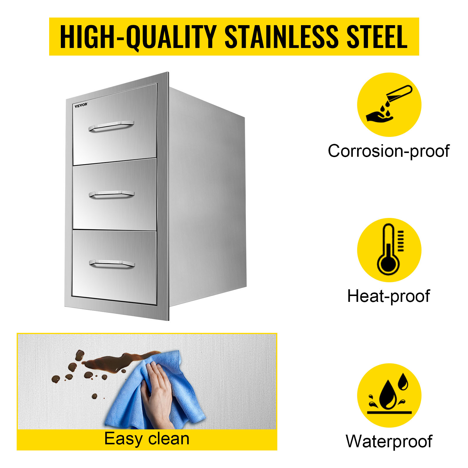 30"x17" Outdoor Kitchen / Bbq Island Stainless Steel Triple Storage ...