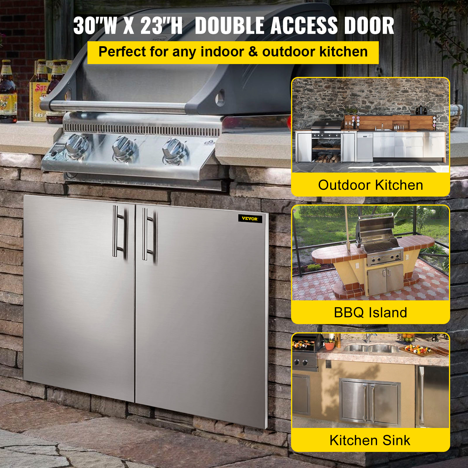30” Stainless Steel Double Access Bbq Door Durable Bbq Island Superior ...