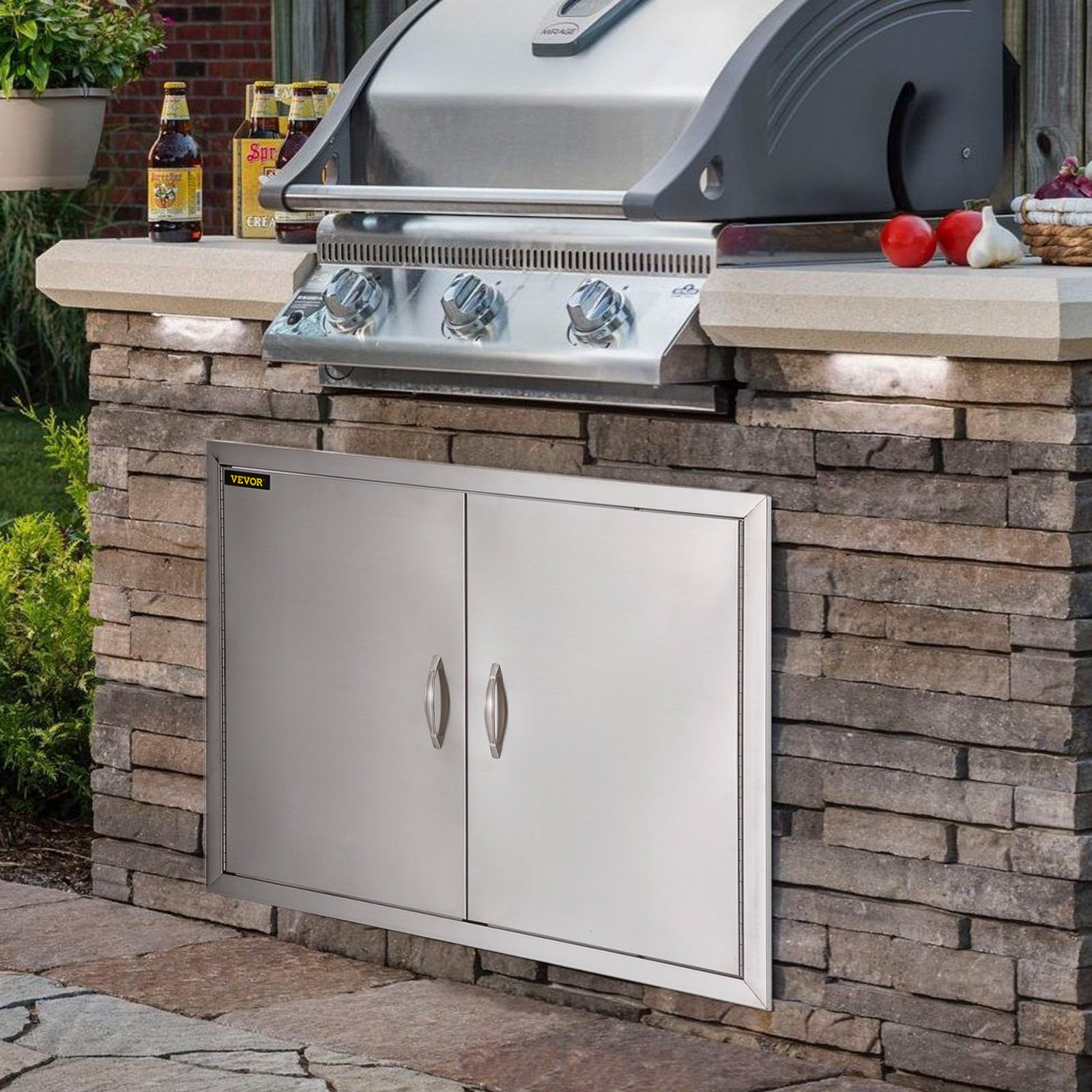 VEVOR BBQ Double Access Door 31W x 24H Inch, BBQ Door Stainless Steel ...