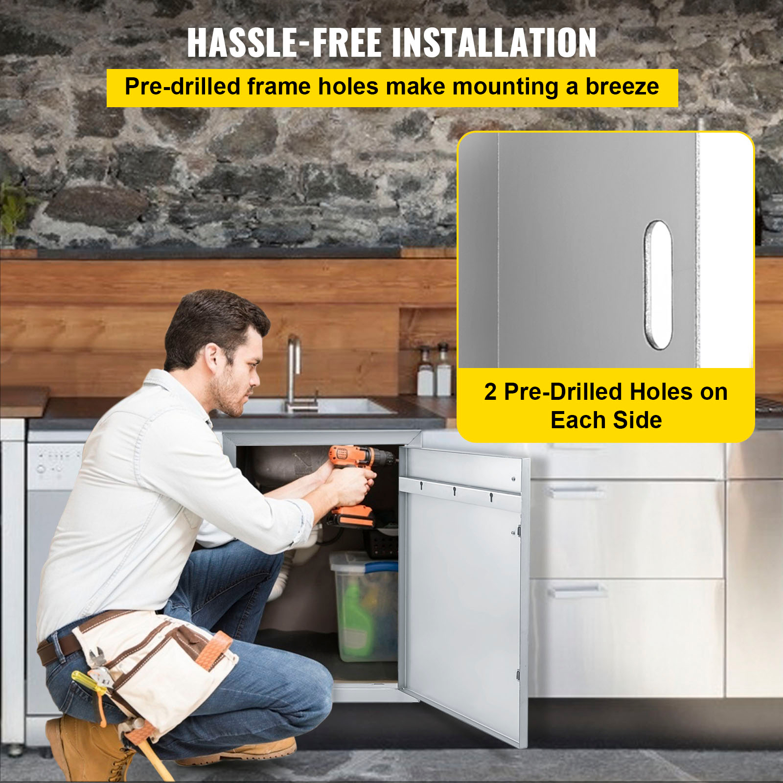 19”x34.5” Bbq Access Island Double Door Rust Resistant Horizontal ...