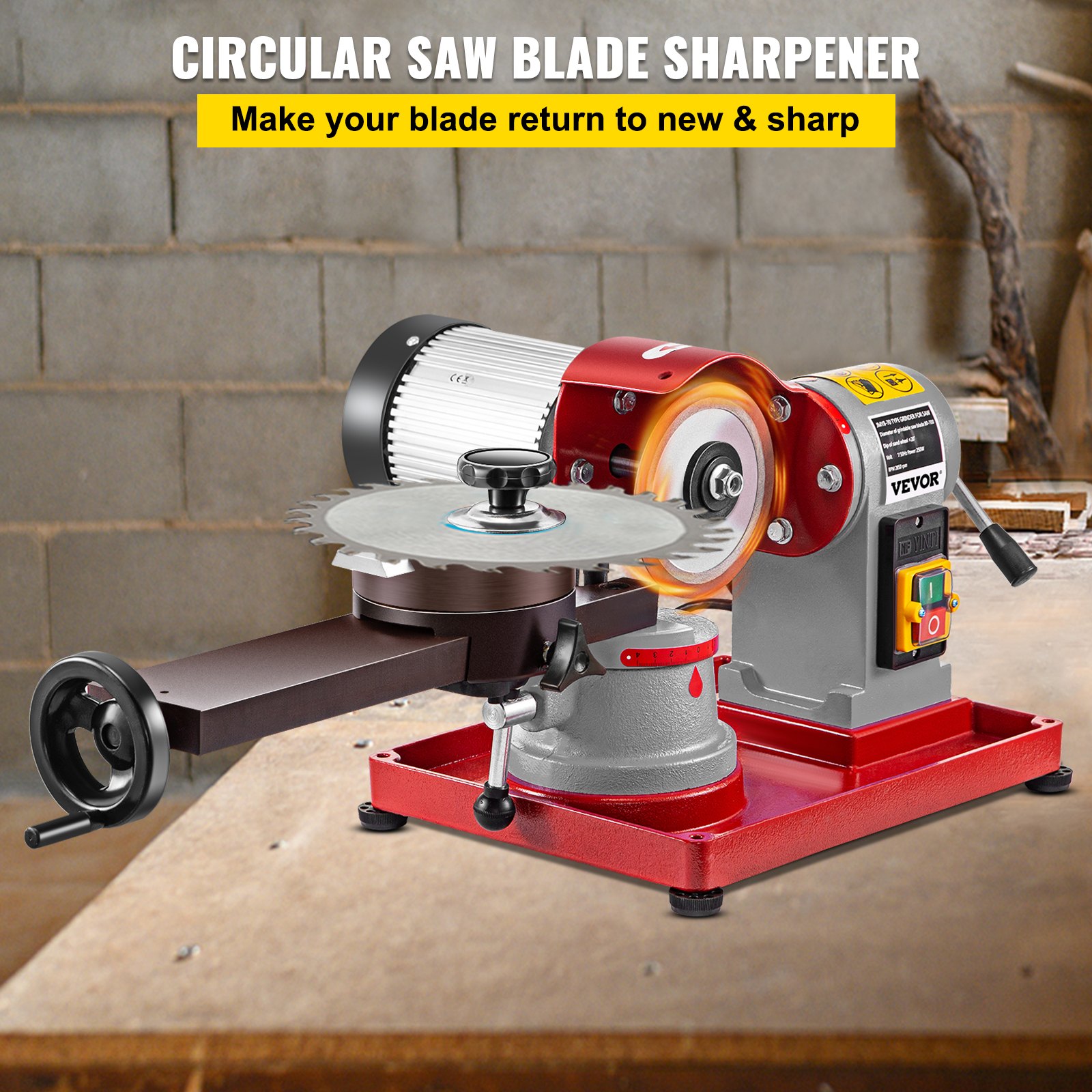 VEVOR Circular Saw Blade Sharpener 5" Grinding Wheel Size, Rotary Angle ...
