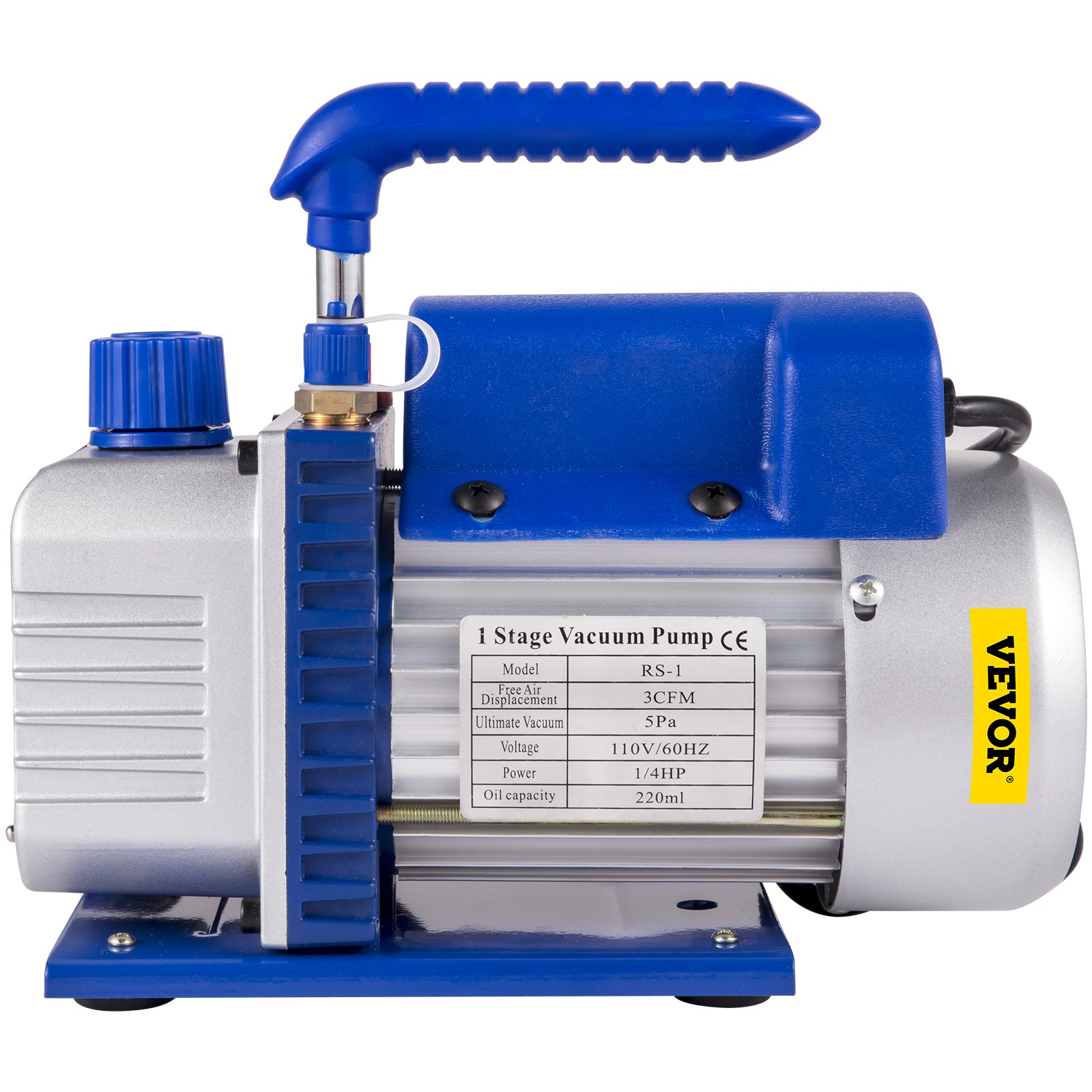 VEVOR 3CFM 1/4HP Single Stage Air Vacuum Pump HVAC R134a R12 R22 R410a ...