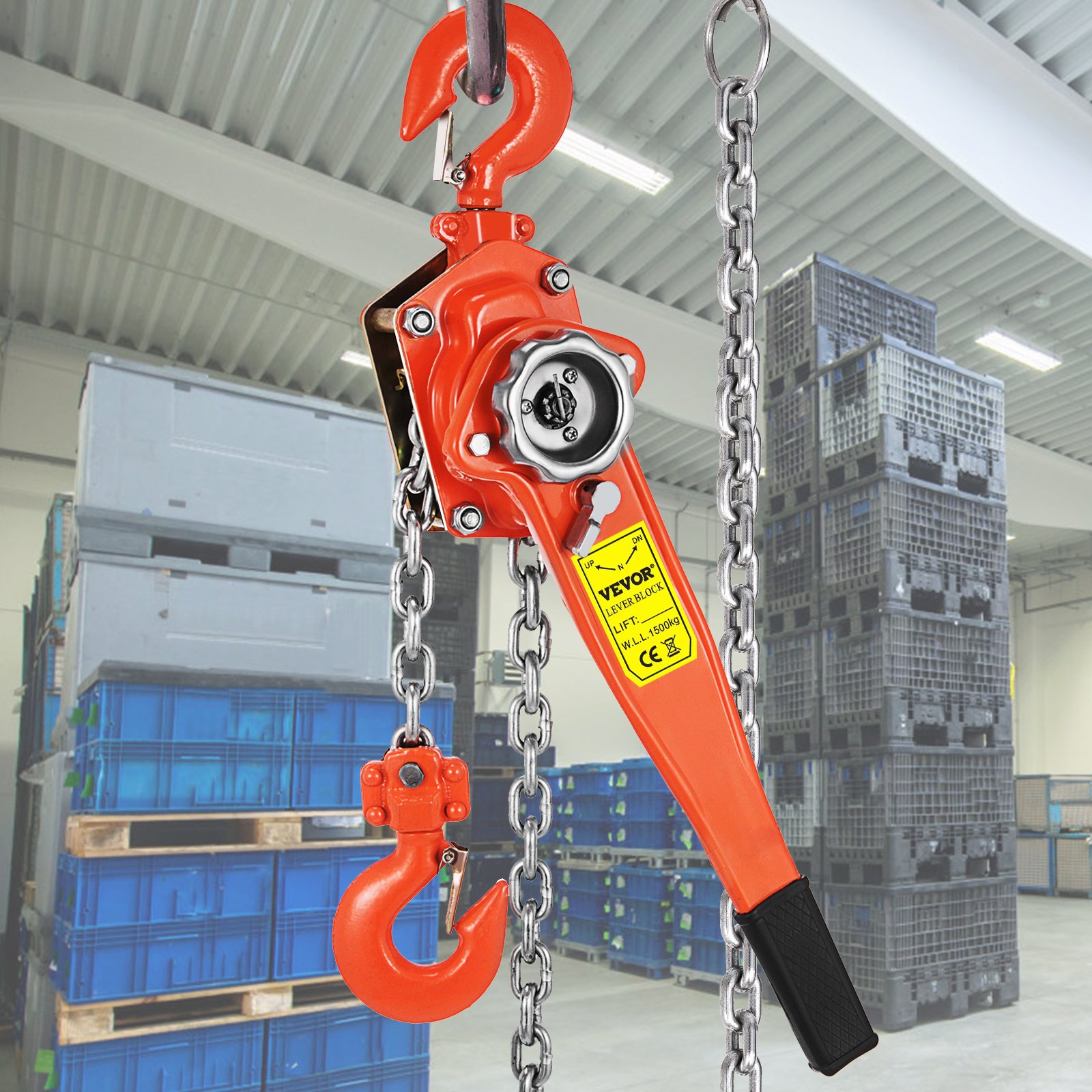 VEVOR Manual Lever Block Chain Hoist 6600 lbs, Chain Come Along 10 feet ...