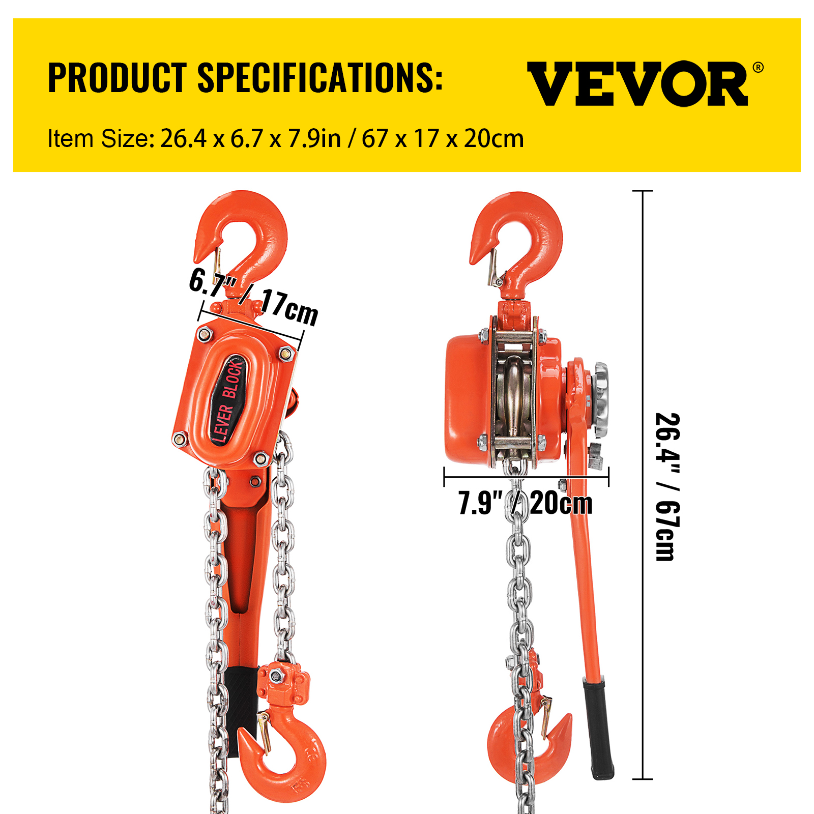 6600lbs 20ft Ratcheting Lever Block Chain Hoist Come Along Puller ...