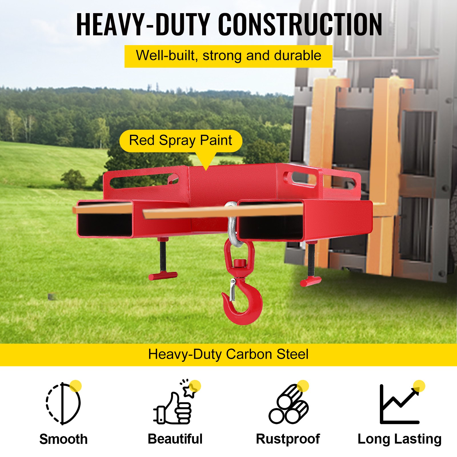 VEVOR VEVOR Forklift Lifting Hook 3000KG Vat Included Telehandler Jib ...