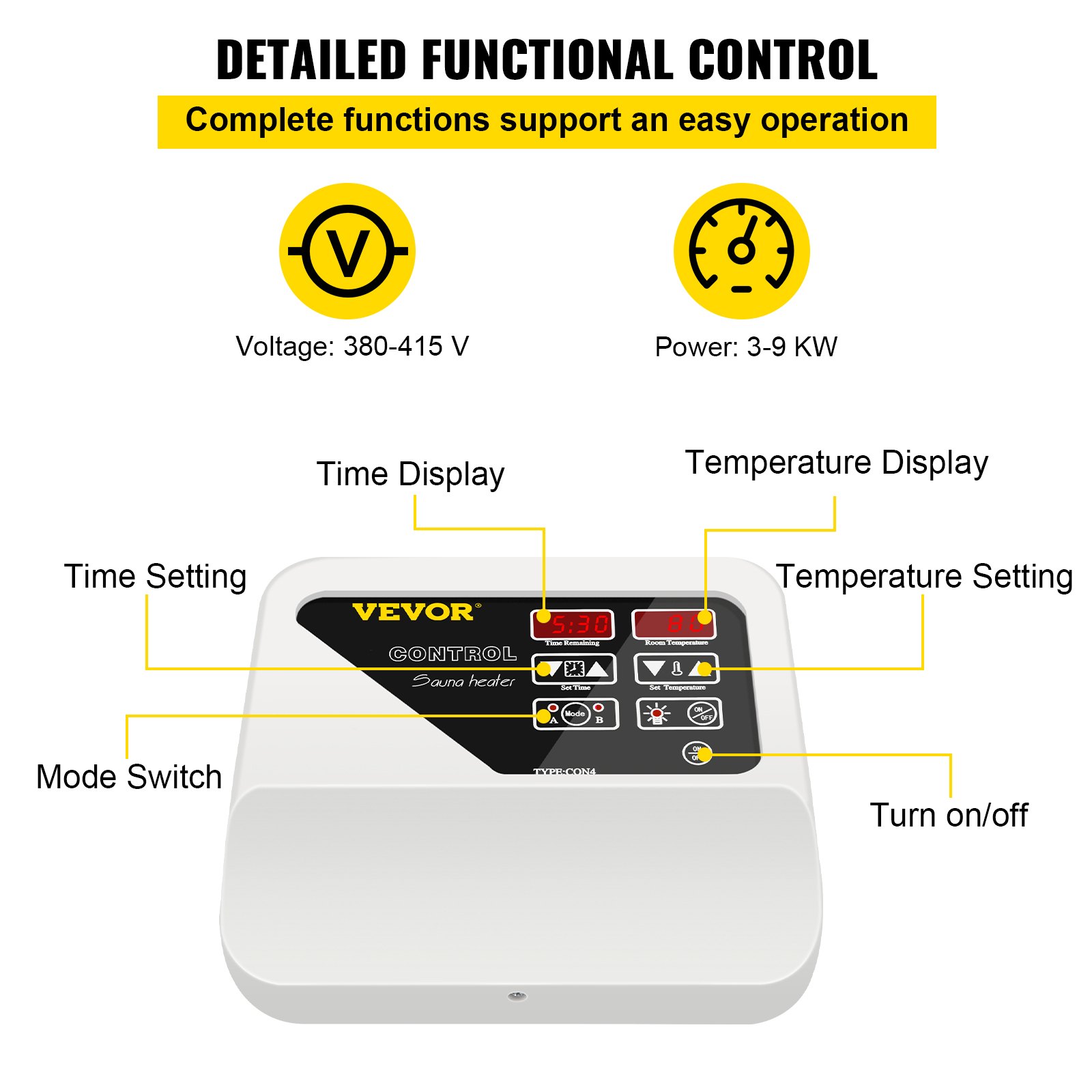 VEVOR VEVOR External Sauna Heater Controller for 3KW-9KW Sauna Heaters ...