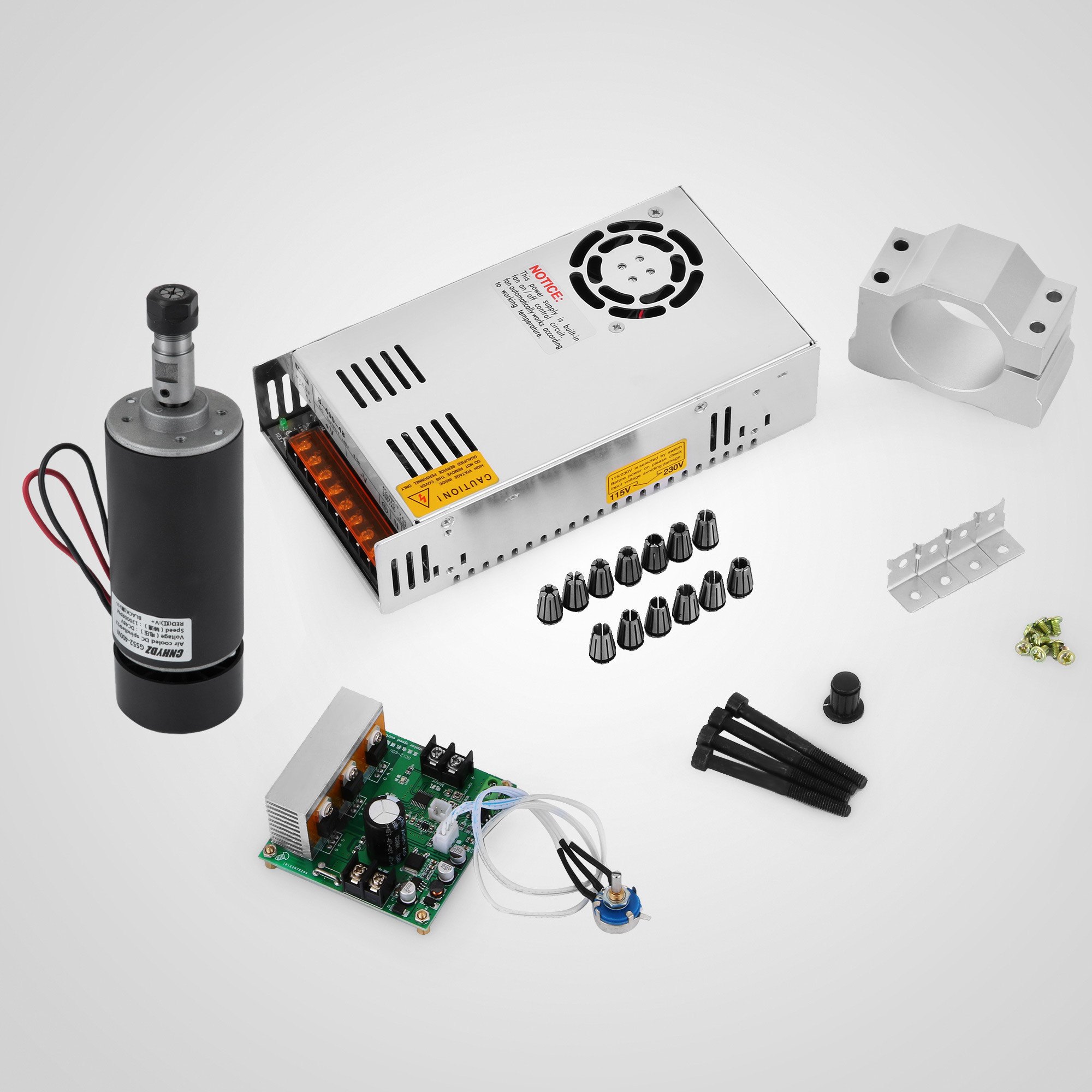 VEVOR Spindle Motor, 400W, DC Motor with Switching Power Supply Mach3 ...