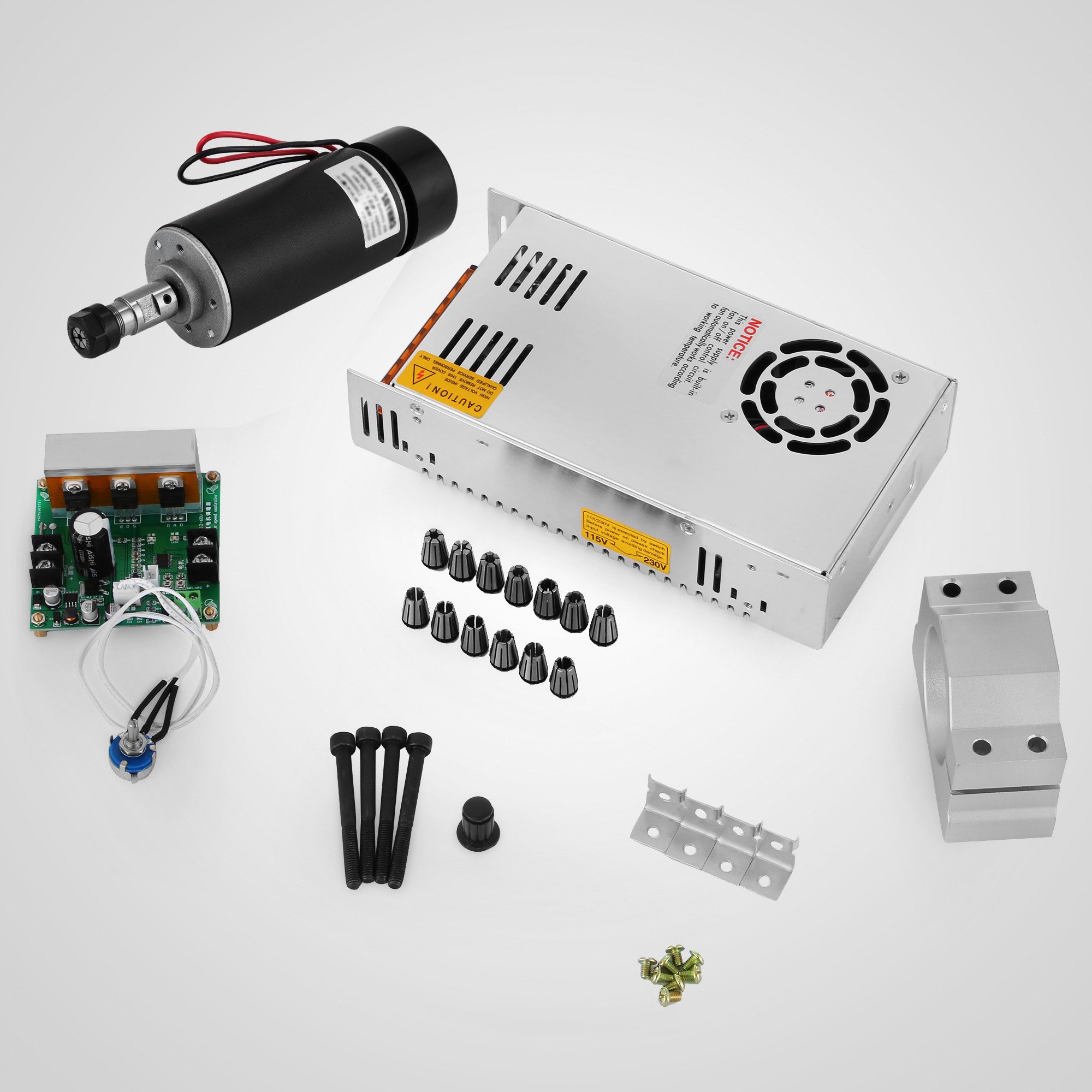 VEVOR Spindle Motor, 400W, DC Motor with Switching Power Supply Mach3 ...