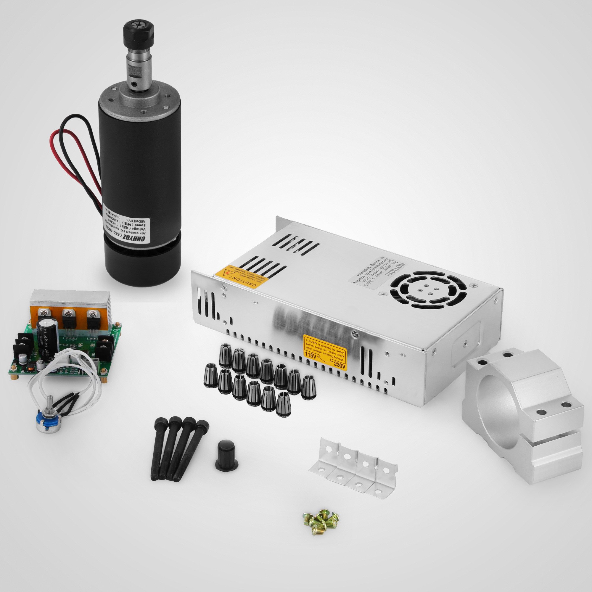 VEVOR Spindle Motor, 400W, DC Motor with Switching Power Supply Mach3 ...