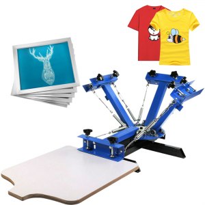 4 Color Screen Printing Machine + 6pcs Frame 12"x16" Aluminum Silk 110 ...