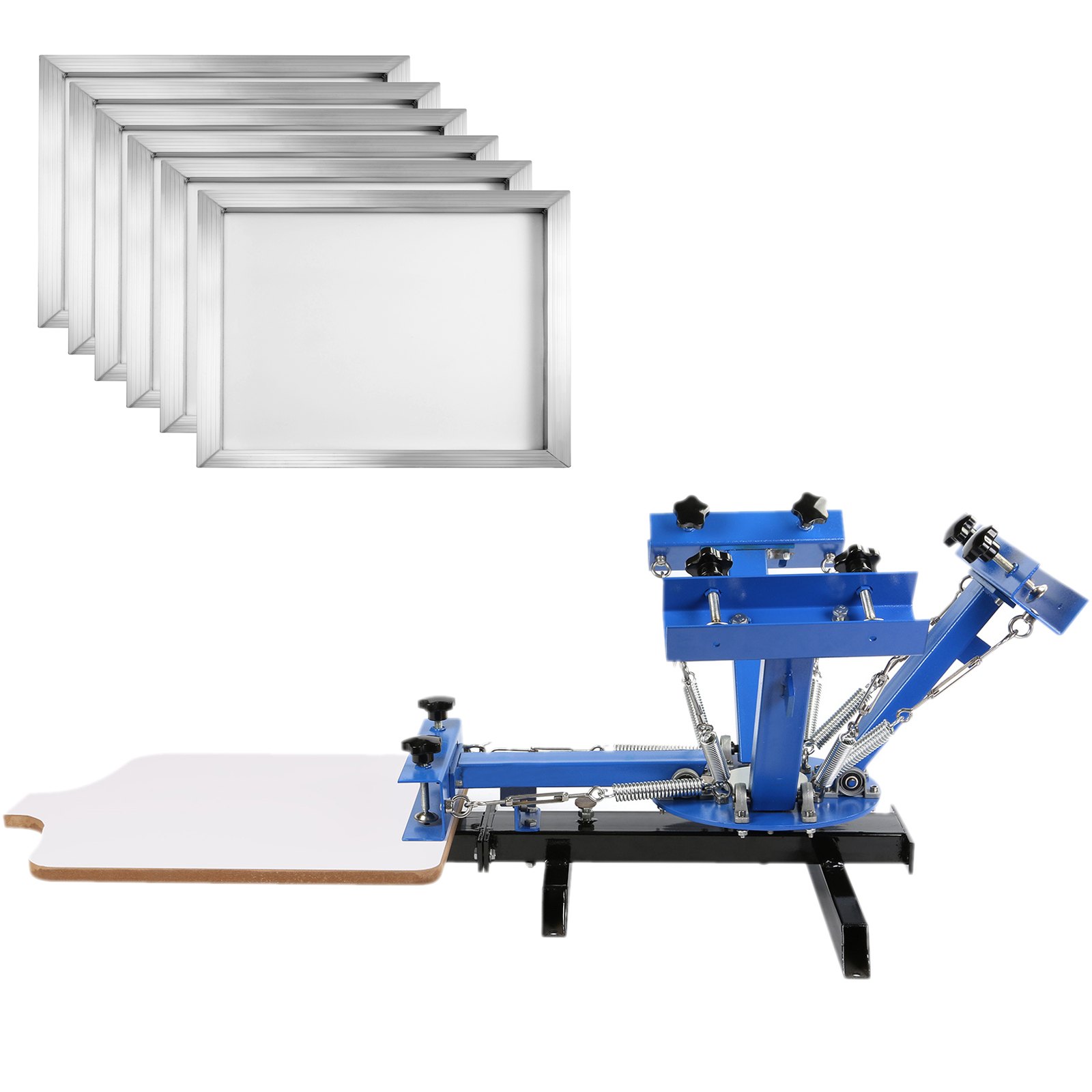 4 Color Screen Printing Machine + 6pcs Frame 12"x16" Aluminum Silk 110 ...