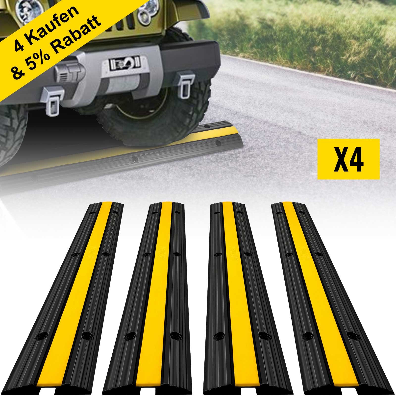 VEVOR 4 Pack of 1-Channel Rubber Cable Protector Ramps Heavy Duty ...
