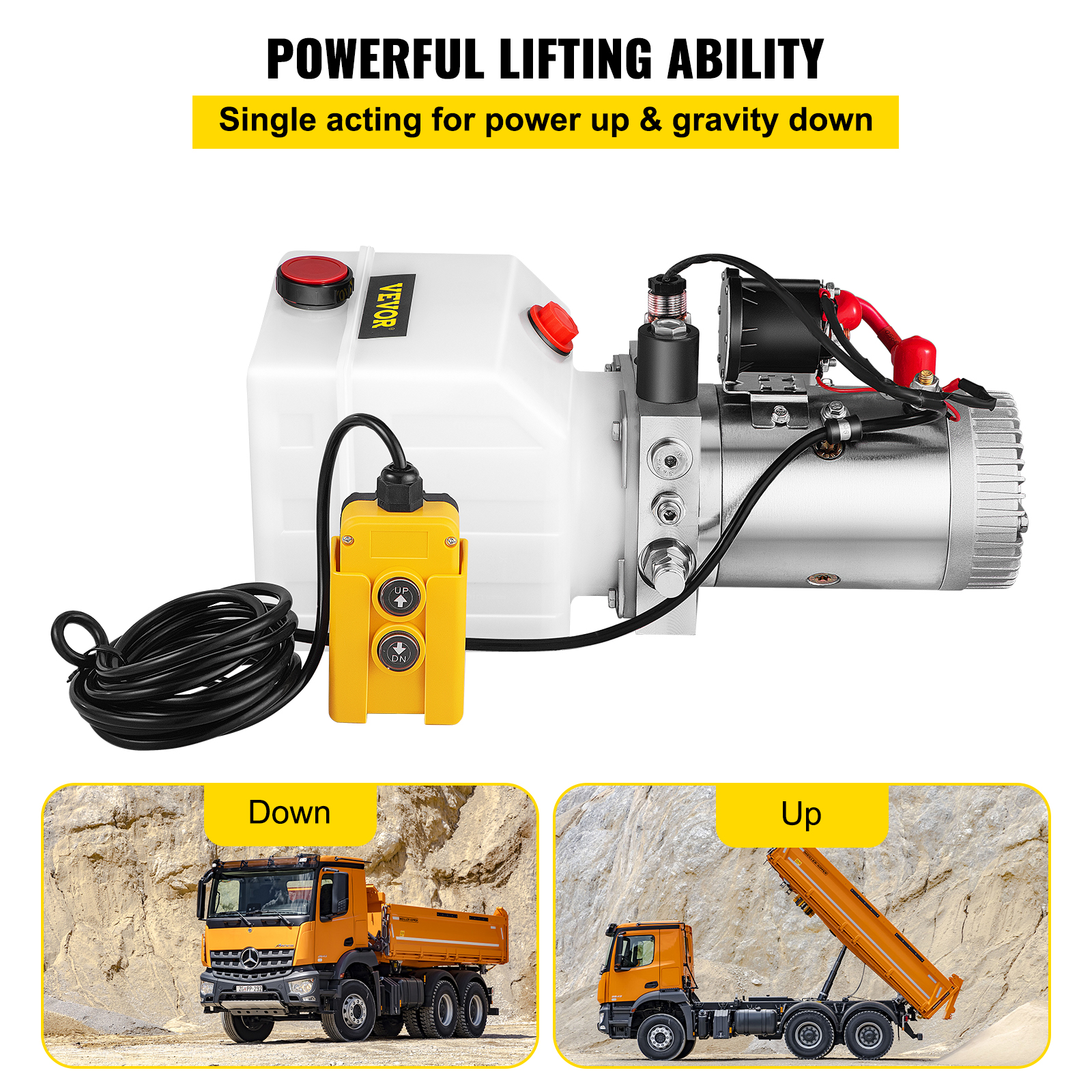 4 Quart Single Acting Hydraulic Pump Dump Trailer Plastic Remote ...