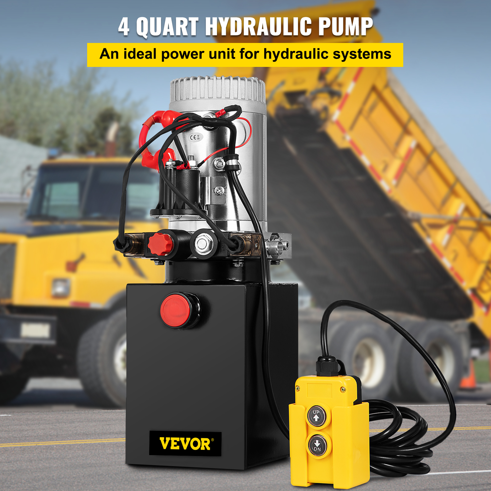 4 Quart Double Acting Hydraulic Pump Dump Trailer Control Kit Car Power ...