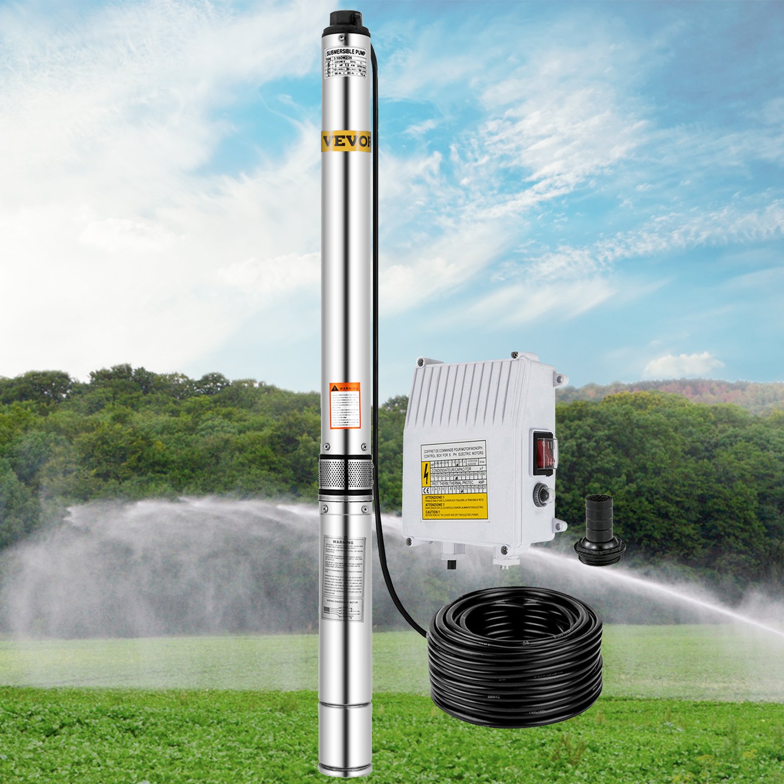 VEVOR Well Pump 3 HP 220V Submersible Well Pump 630ft Head 42GPM ...