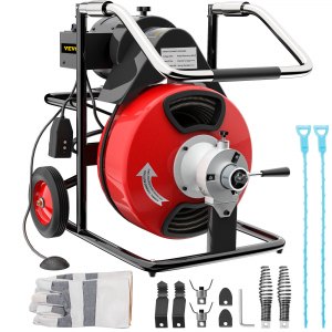 Drain Cleaner 50' x 1/2" Sewer Snake Drain Cleaning Machine w/ Cutters ...