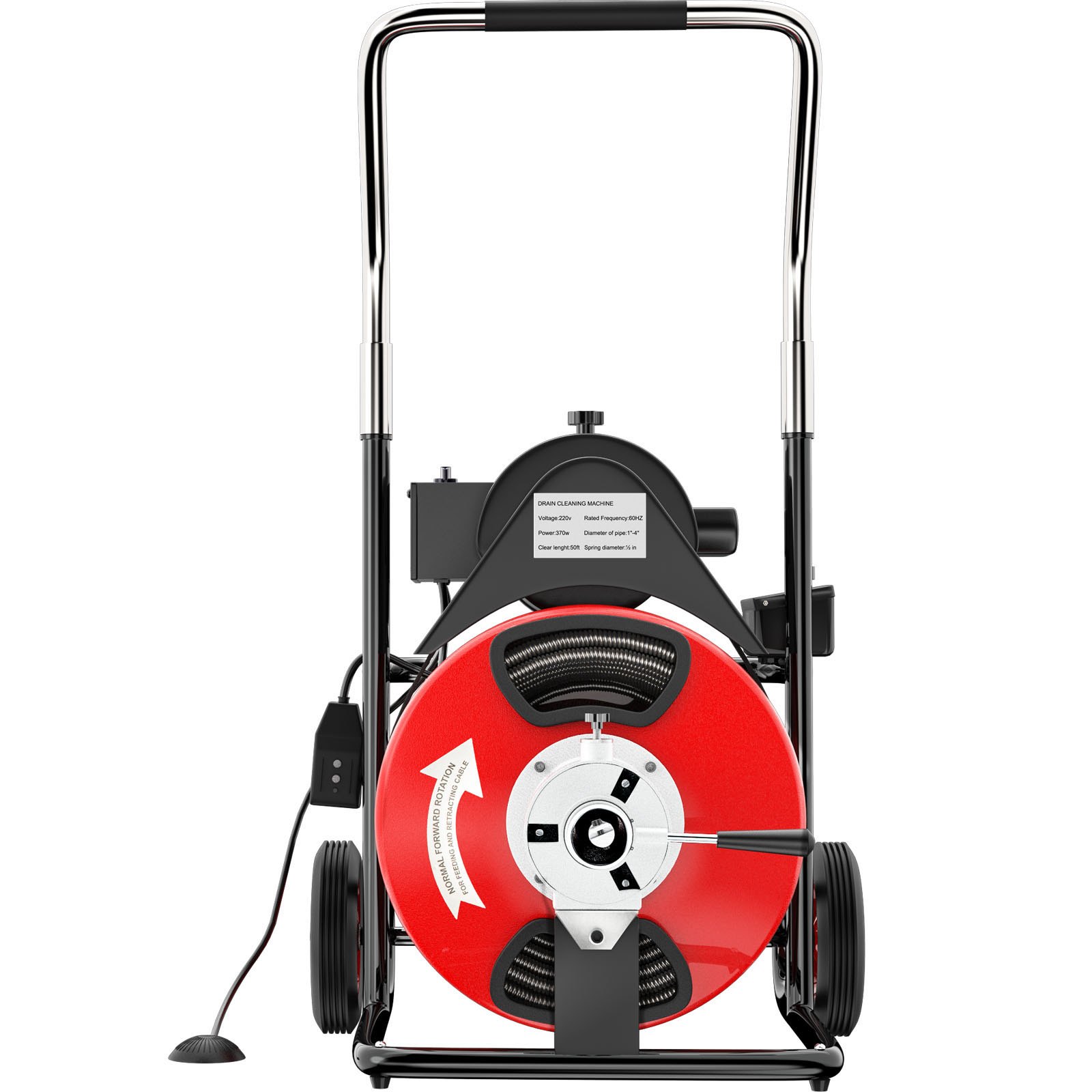 VEVOR 50FT x 1/2 Inch Electric Drain Auger Auto Feed 250W fit 2" to 4 ...