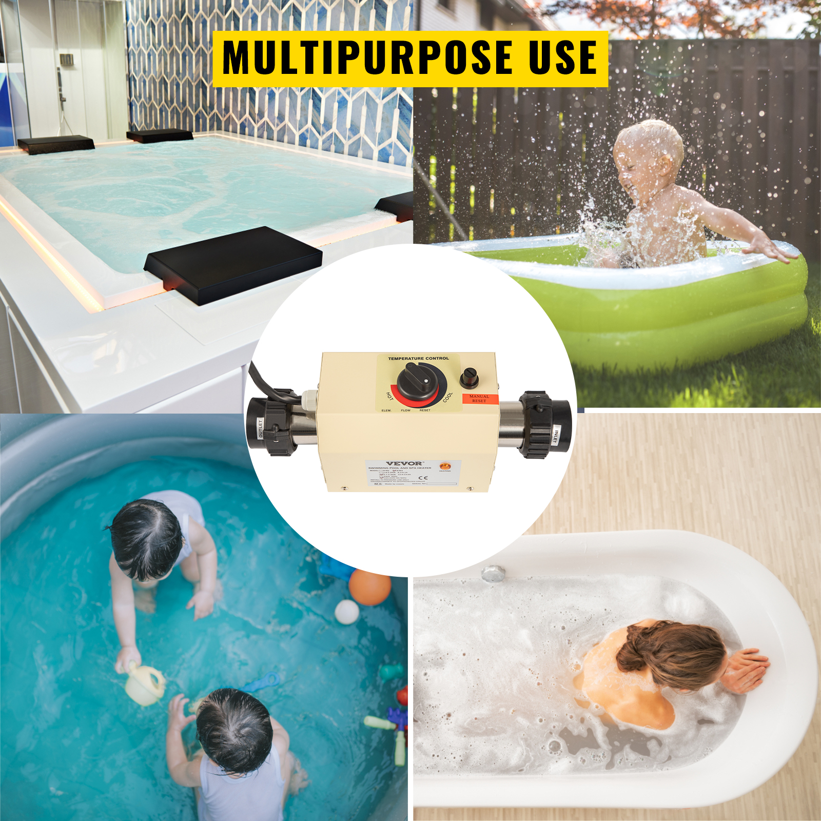 Electric Water Heater 3kw 220v Swimming Pool Spa Hot Tub Heater ...