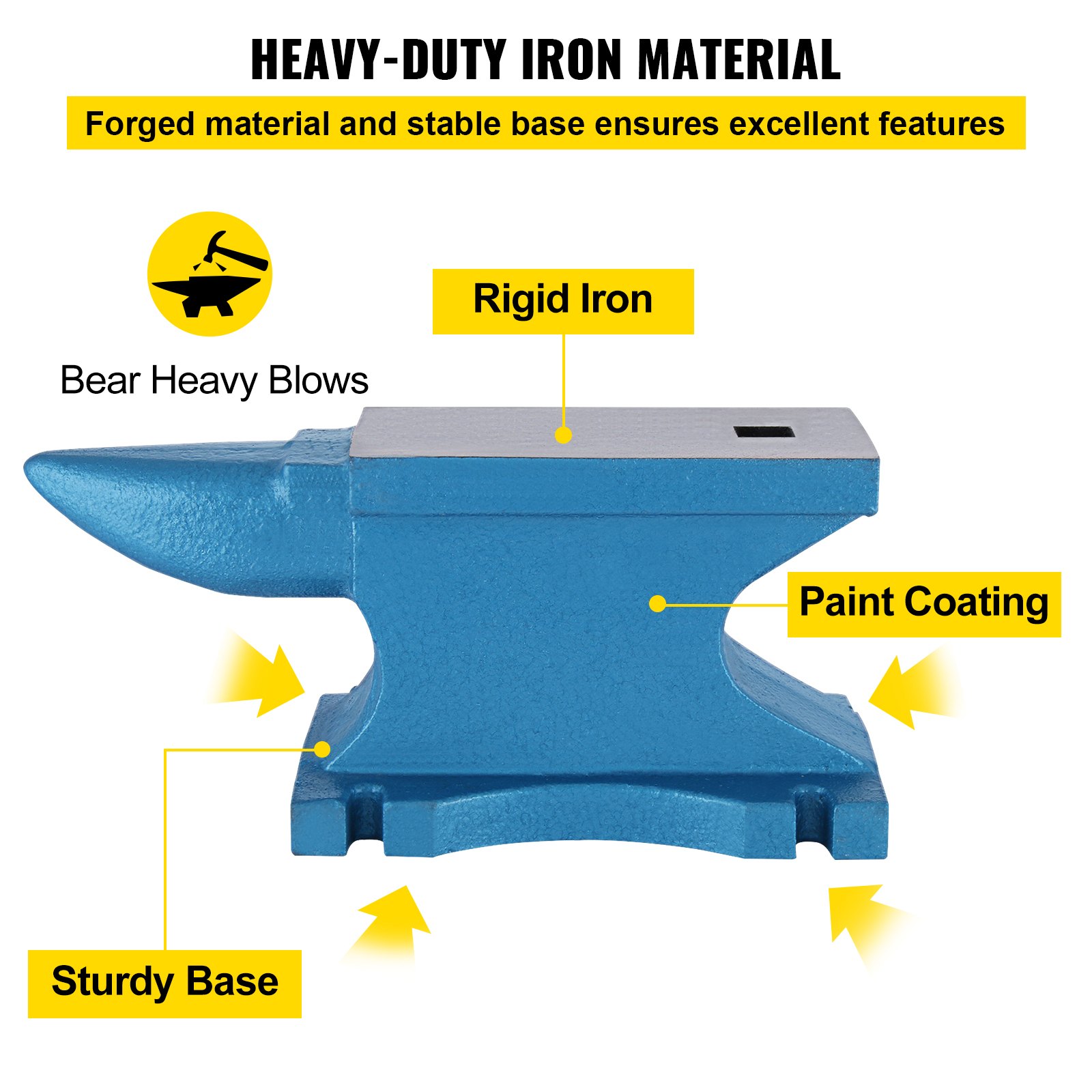 VEVOR 55 lb Anvil Blacksmith Cast-Iron 25 kg Heat Treated Long Round ...