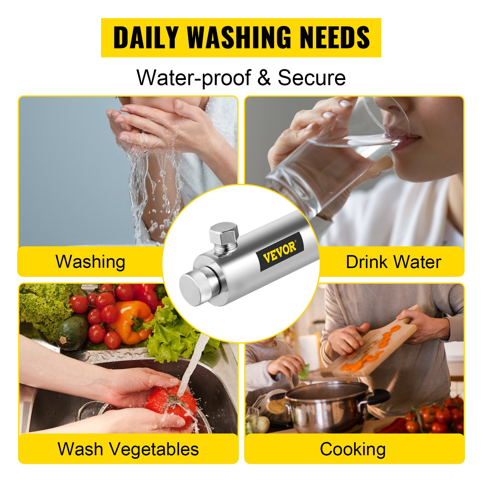VEVOR UV Water Purifier Sterilizer Filter, UV Light Water Filter for ...