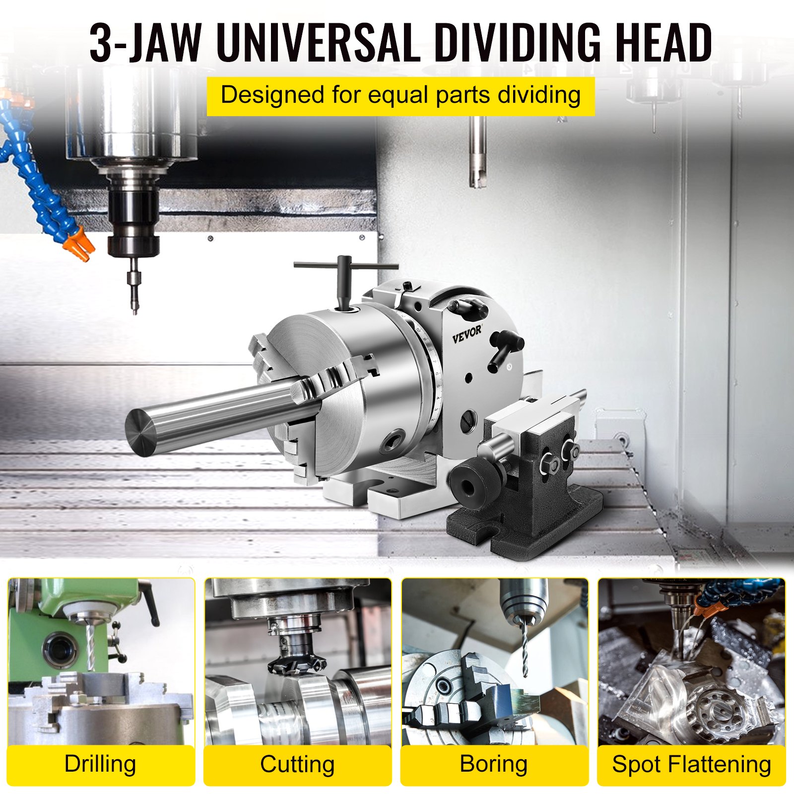 VEVOR VEVOR BS-0 Precision Dividing Head, Horizontal Dividing Head with ...