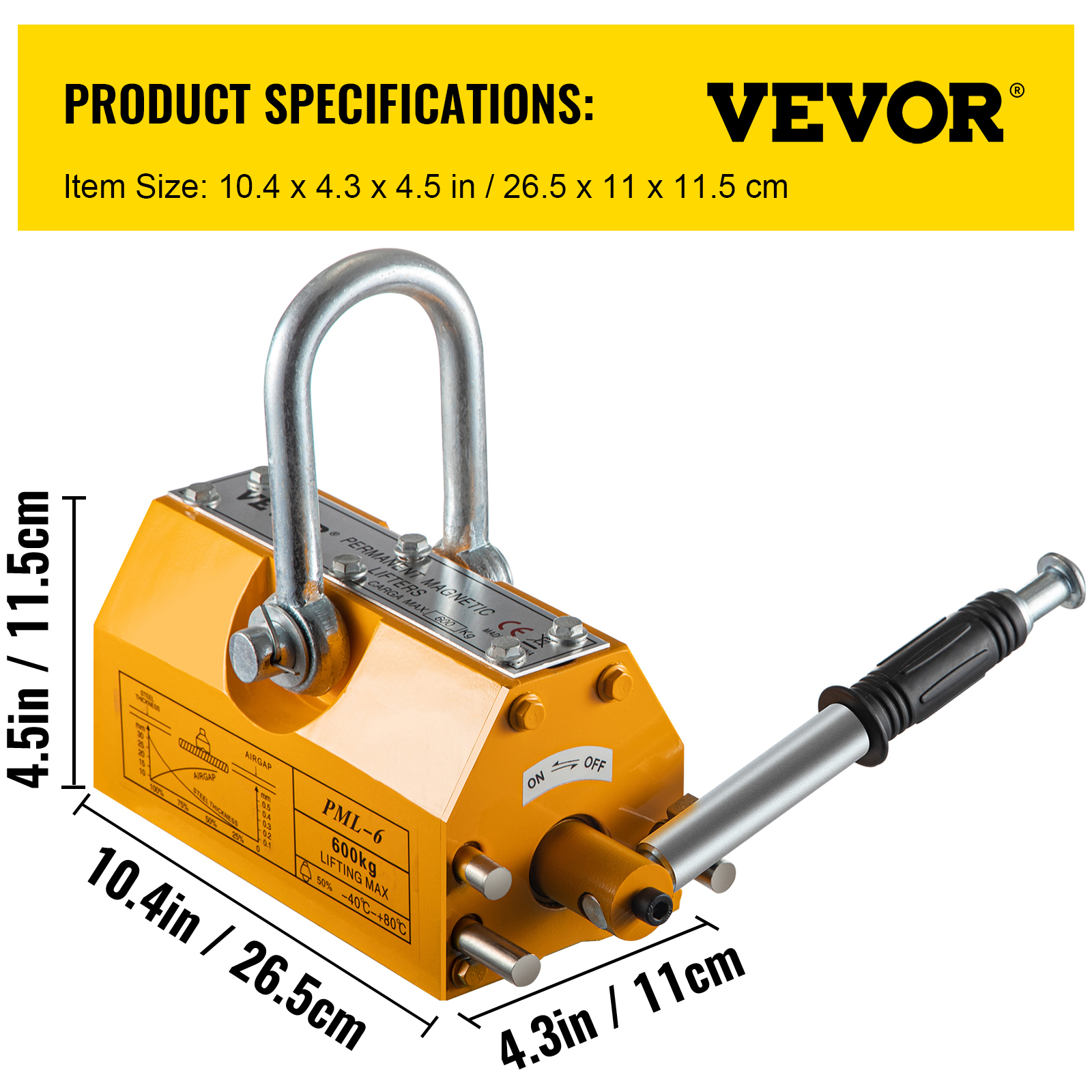 Top 600 Kg Steel Magnetic Lifter Heavy Duty Crane Hoist Lifting Magnet ...